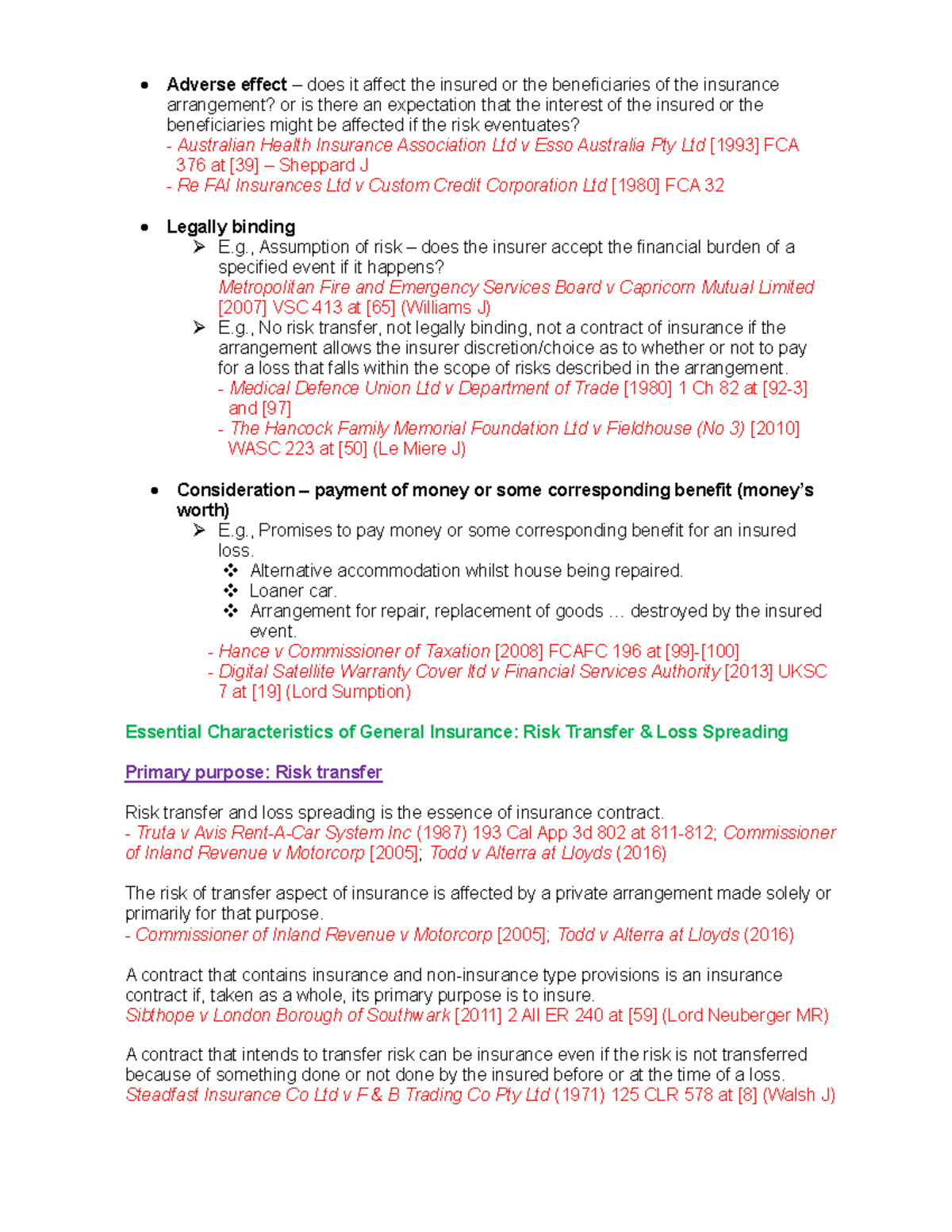 Part 3 week 1 Insurance Law reading - Adverse effect – does it affect ...
