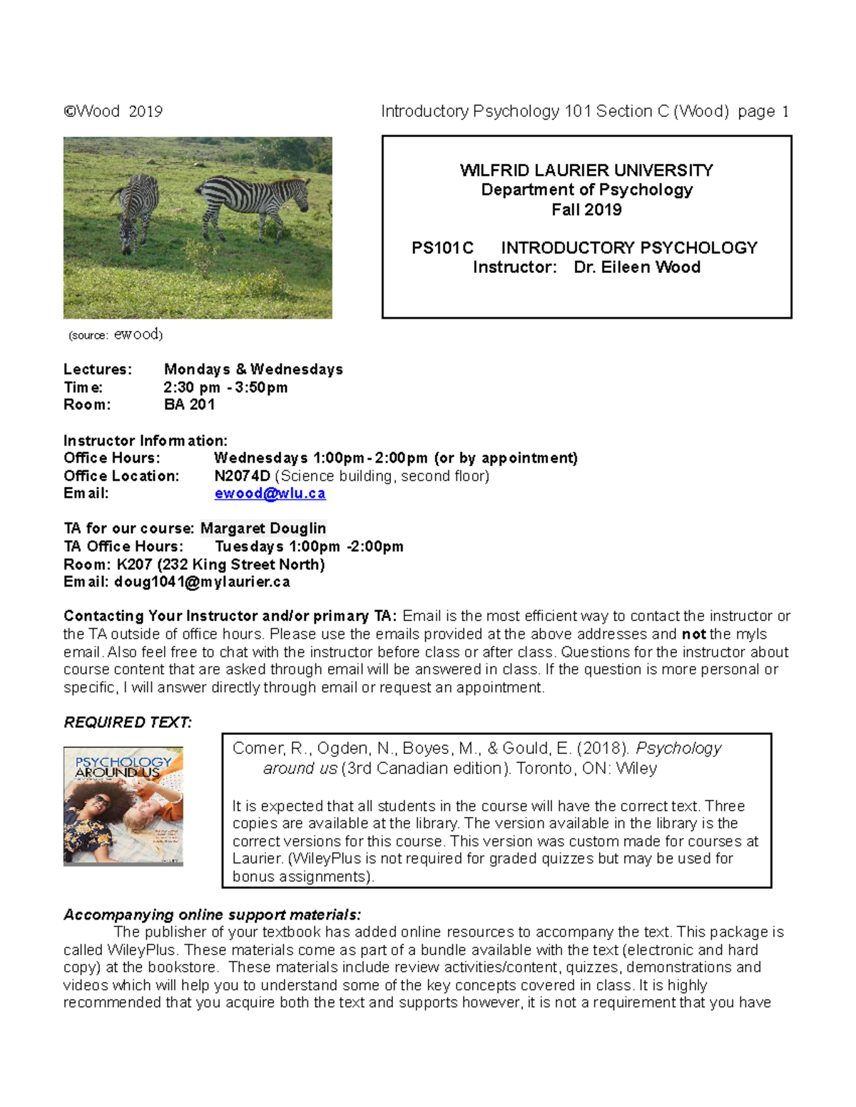 Revised Course Oultine PS101 fall 2019 - (source: ewood) Lectures ...