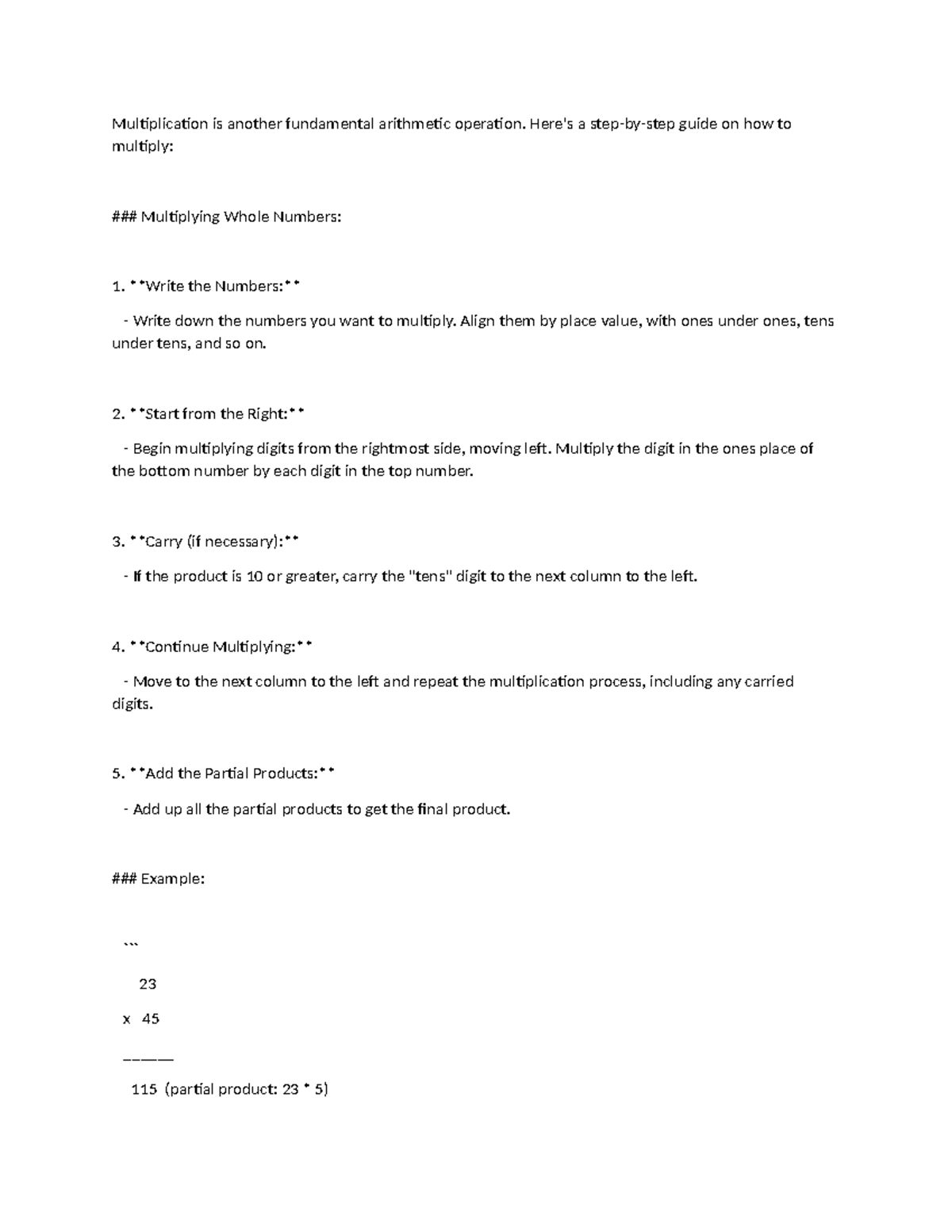 Multiply - Summary Differential & Integral Calculus I - Multiplication ...