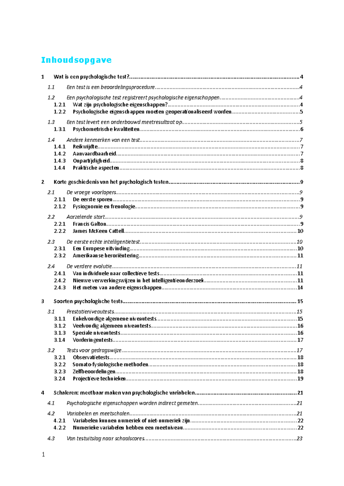 Psychodiagnostisch Werken - samenvatting - Inhoudsopgave 1 Wat is een psychologische - Studocu