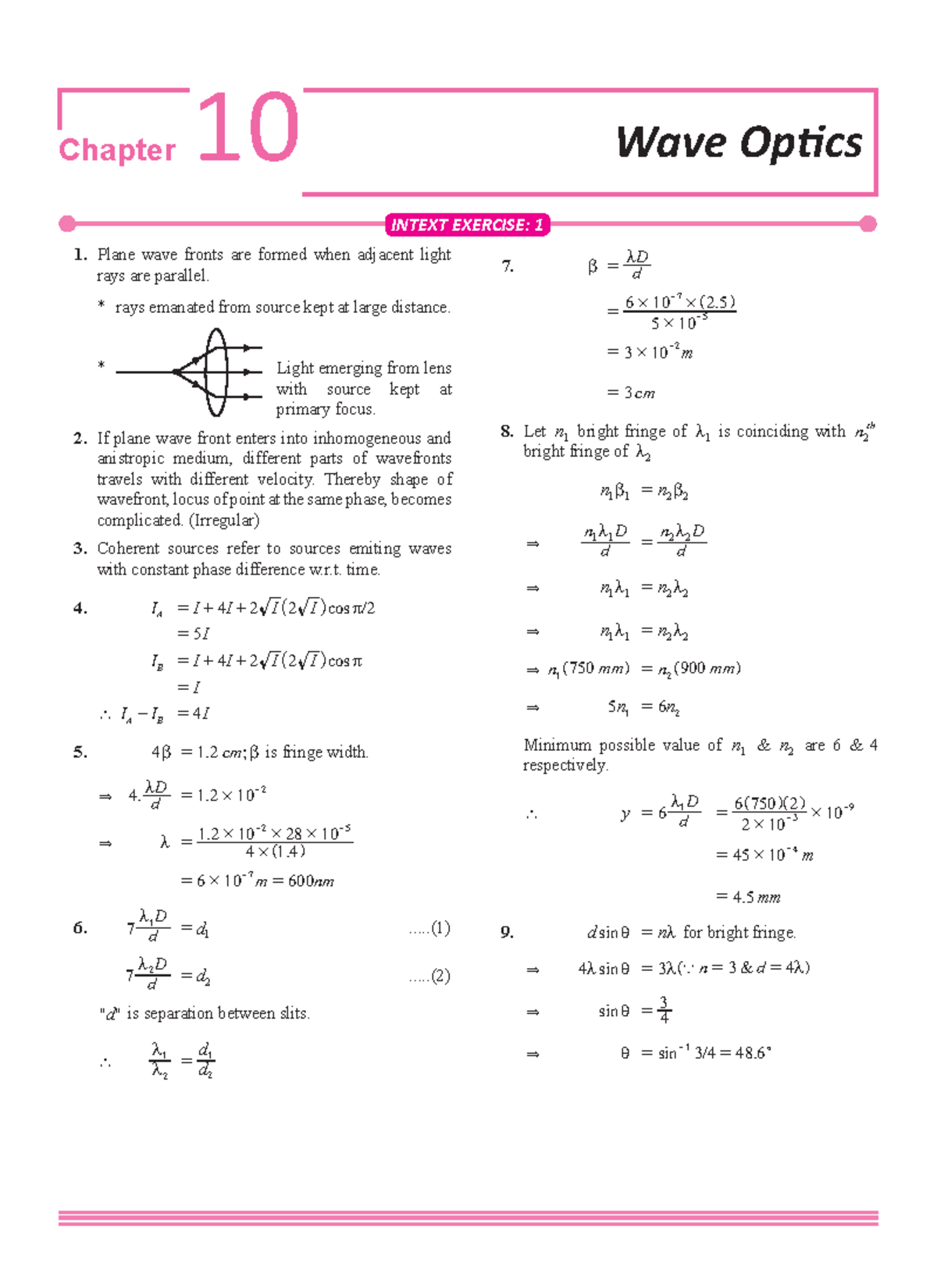 10. Wave Optics S - Physics - Wave Optics 10. Chapter 10 Wave Optics ...