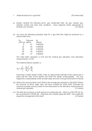 2019 - Petroleum Engineering Exam Paper - EXAMINATION 2019 Petroleum ...
