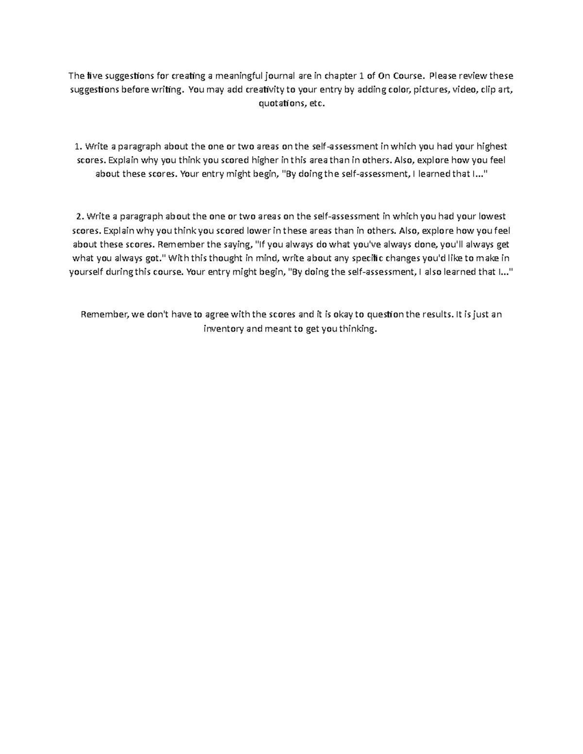 M01- Journal 1 - Chapter 1. Finish - The five suggestions for creating ...