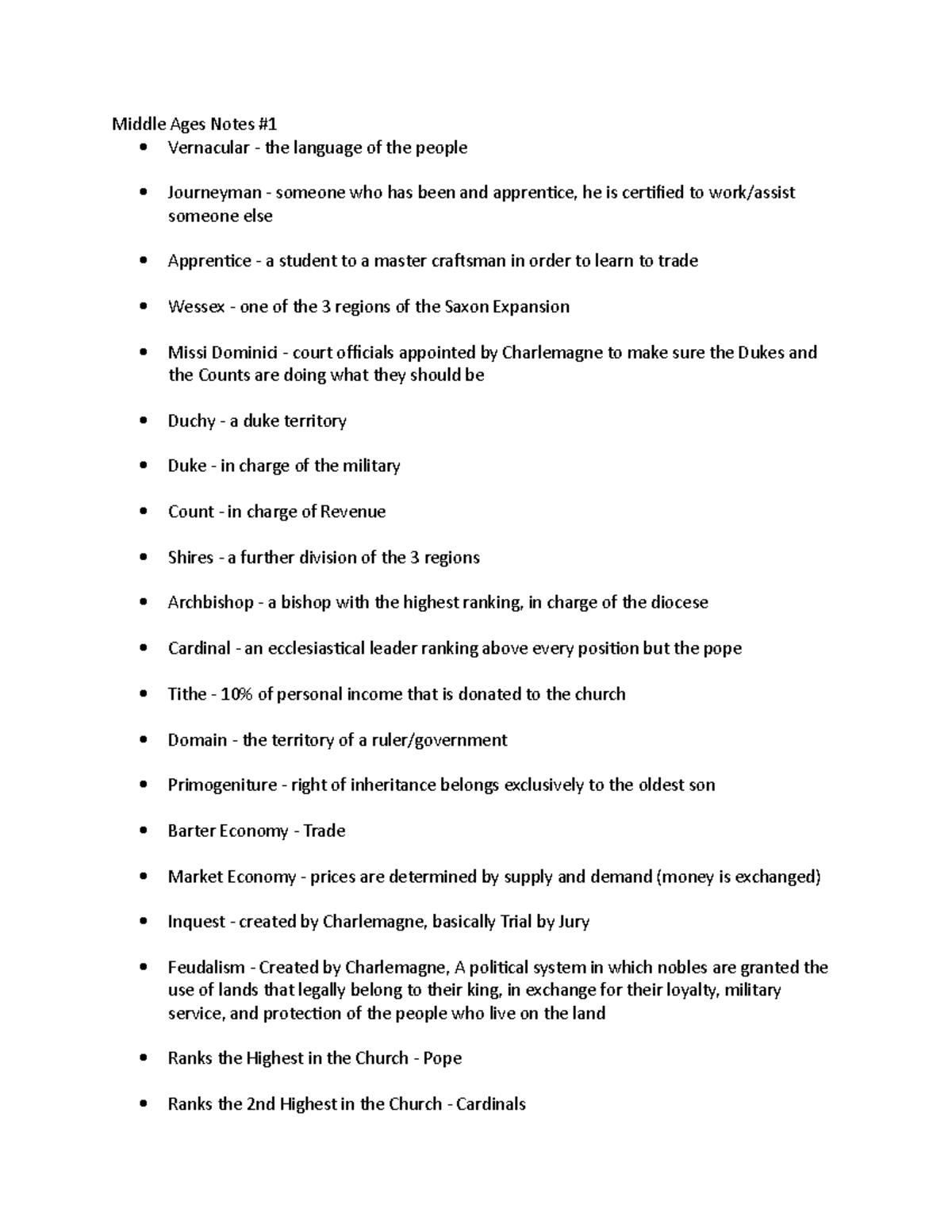 Middle Ages Notes - Studocu