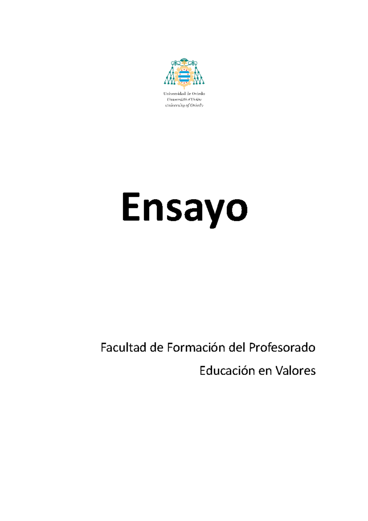 Ensayo - Ensayo Facultad de Formación del Profesorado Educación en ...