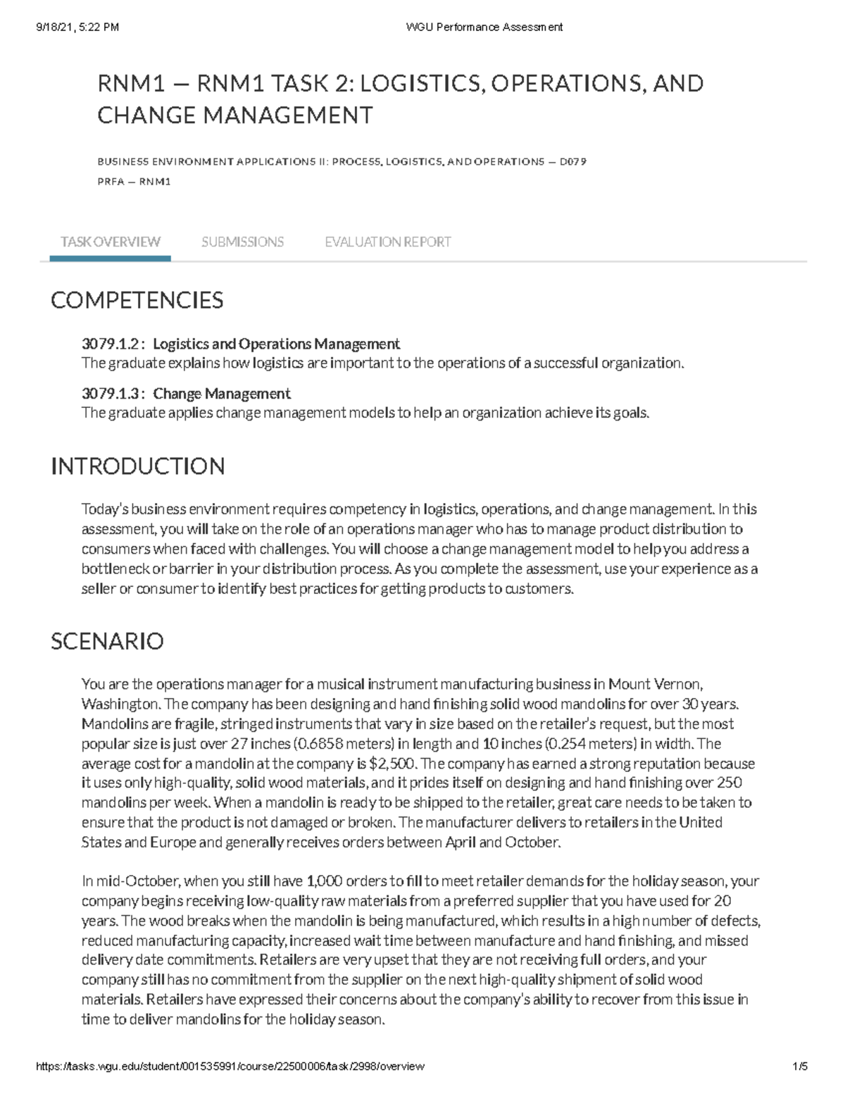 RNM1 Task 2 task overview - RNM1 — RNM1 TASK 2: LOGISTICS, OPERATIONS ...