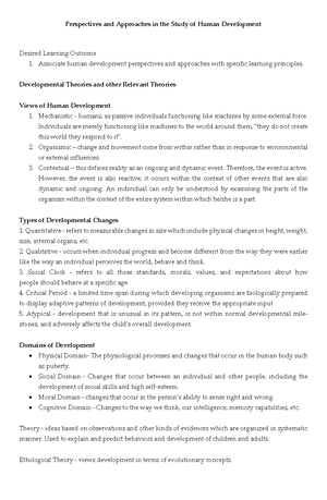 I. Nature and Principles of Development - THE CHILD AND ADOLESCENT LEARNERS AND LEARNING ...