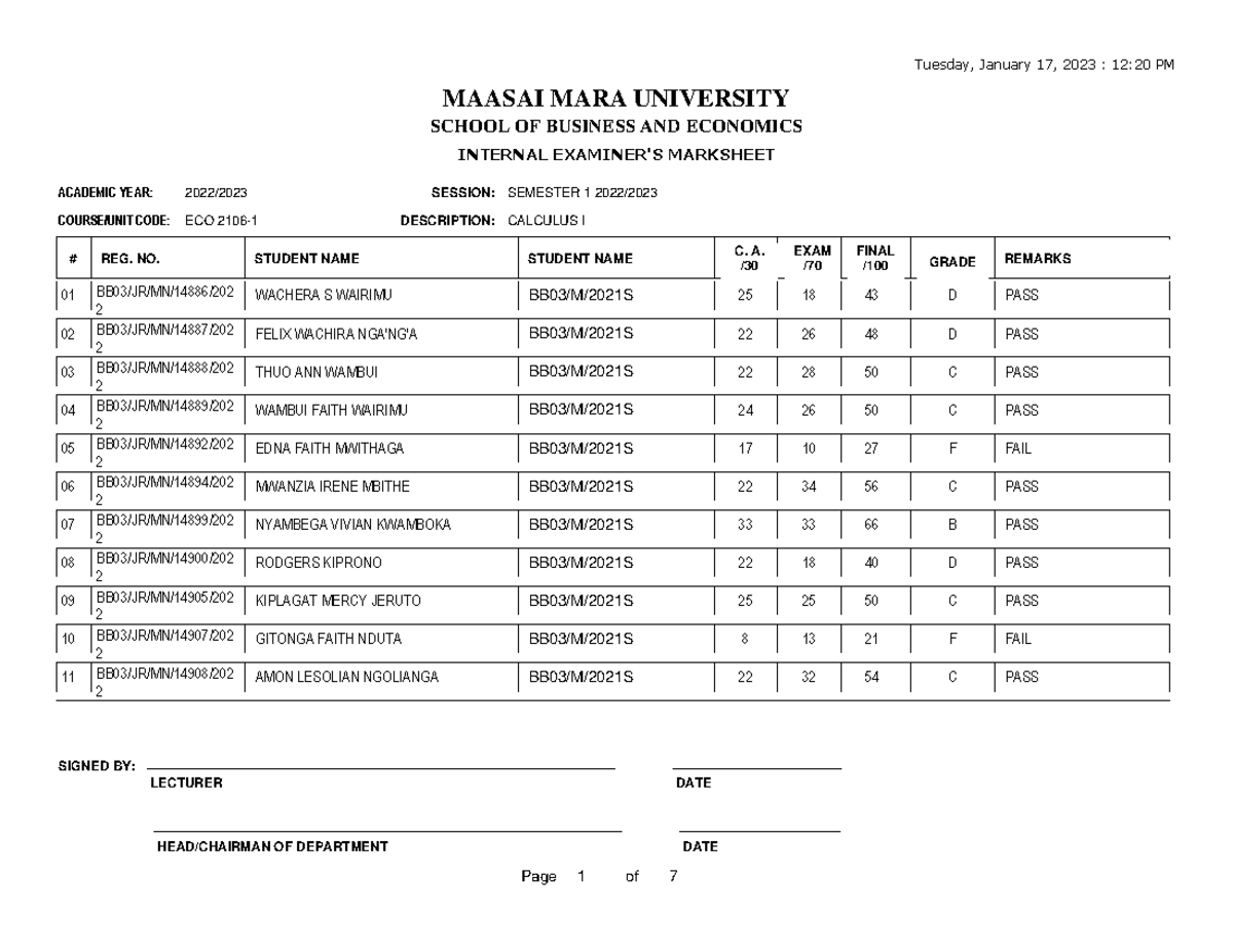 ECO 2106-1 - Criminal law marking scheme - MAASAI MARA UNIVERSITY ...