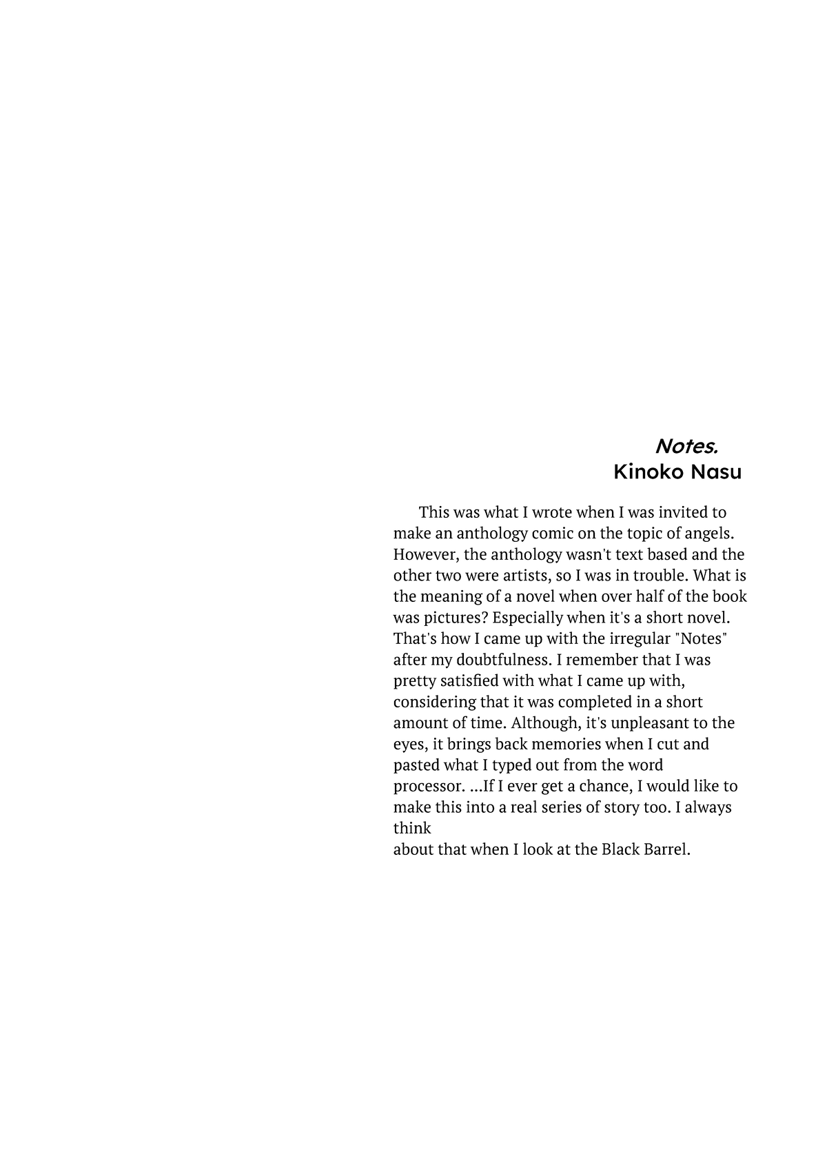 Angel-Notes - Notes. Kinoko Nasu This was what I wrote when I was ...