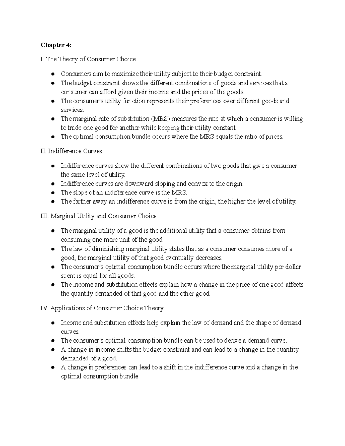 ECON 402 Chapter 4 - ECON 402 Notes for CH 4 - Chapter 4: I. The Theory ...