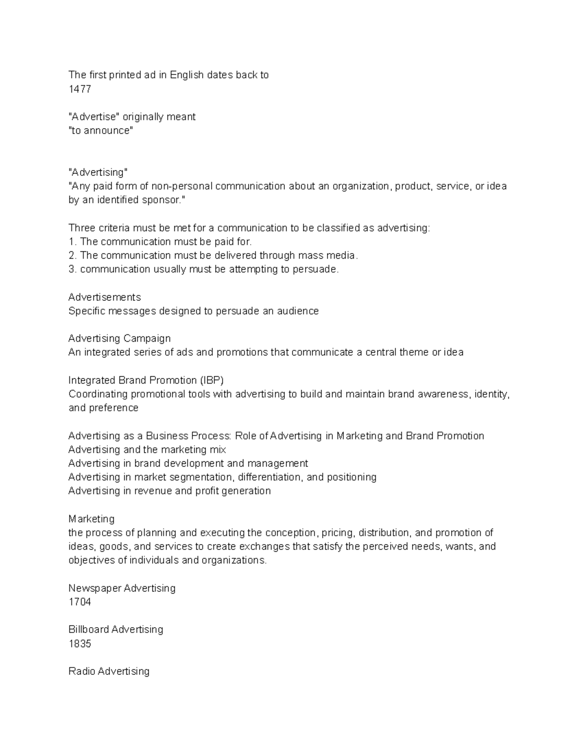 A15 - Professor: Chao Fu - The first printed ad in English dates back ...