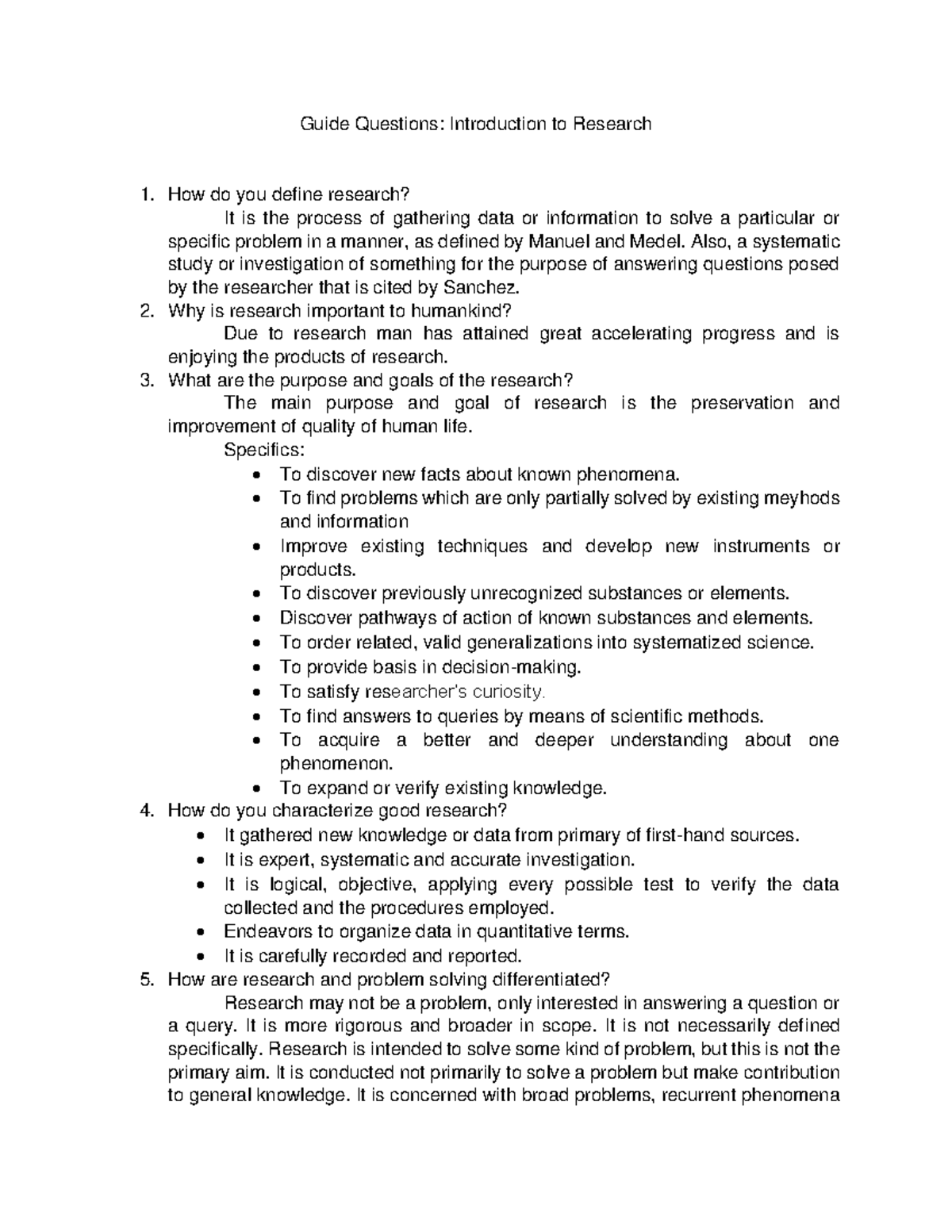 Guidequestions - Research - Guide Questions: Introduction to Research ...