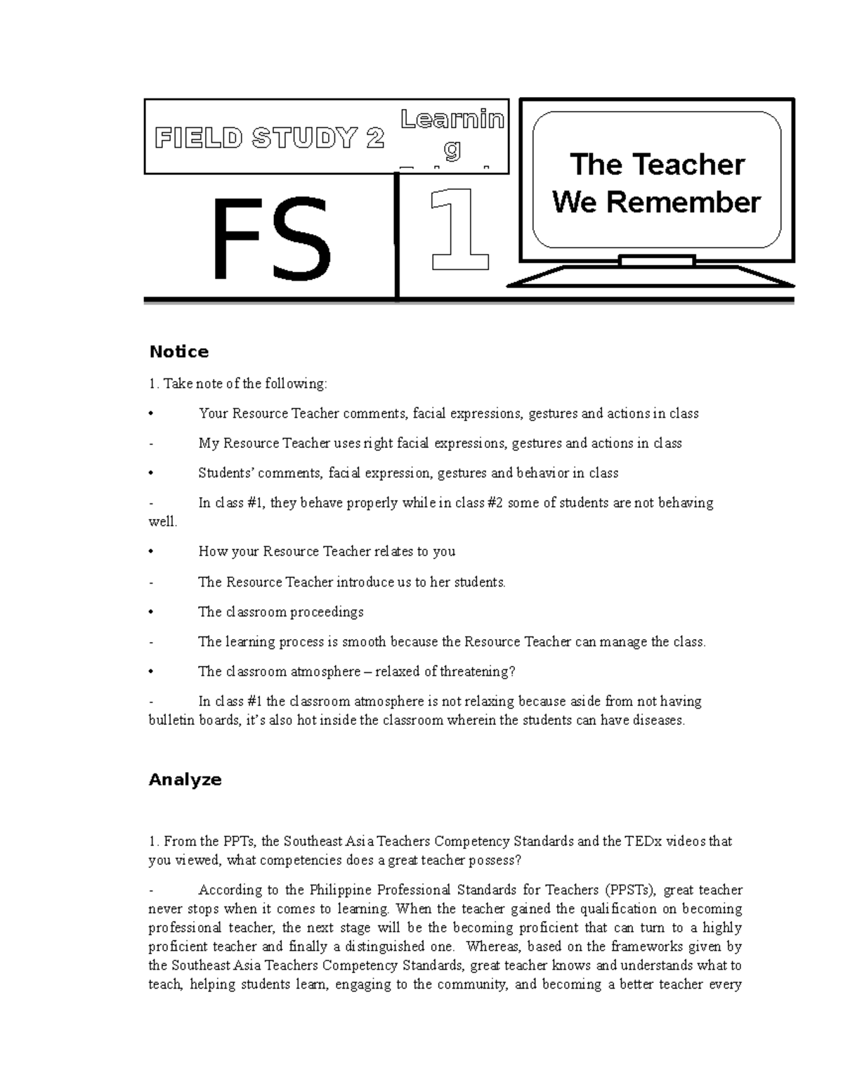 Field Study 1: Rex Bookstore - Notice ####### 1. Take note of the ...