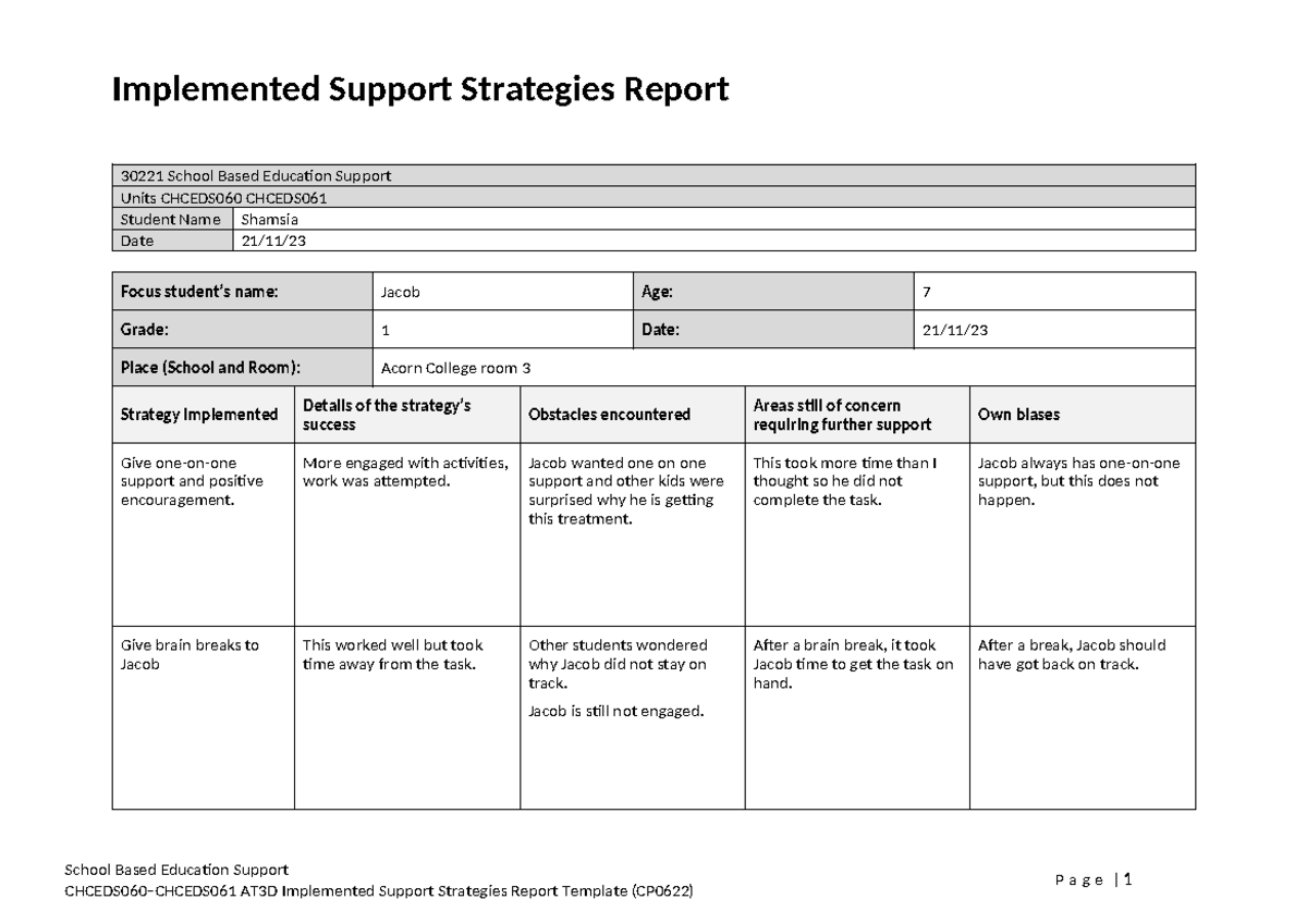 Chceds 060chceds 061 at3d implemented support strategies report ...