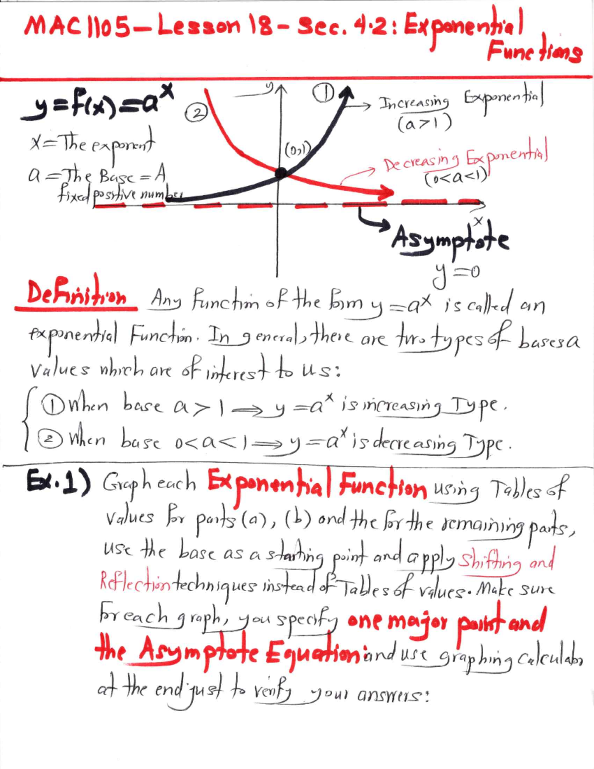 MAC 1105-Lecture 18-Sec. 4.2 - Exponential Functions - DAT 565 - Studocu