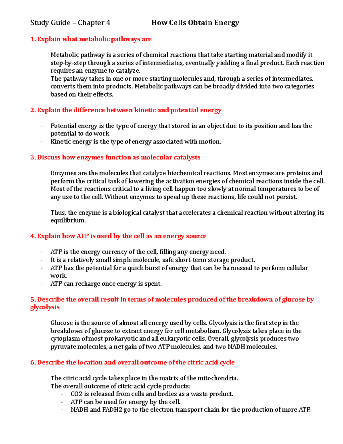 Chapter 4 Study Guide - Professor: Jean Replicon Course: Intro to ...