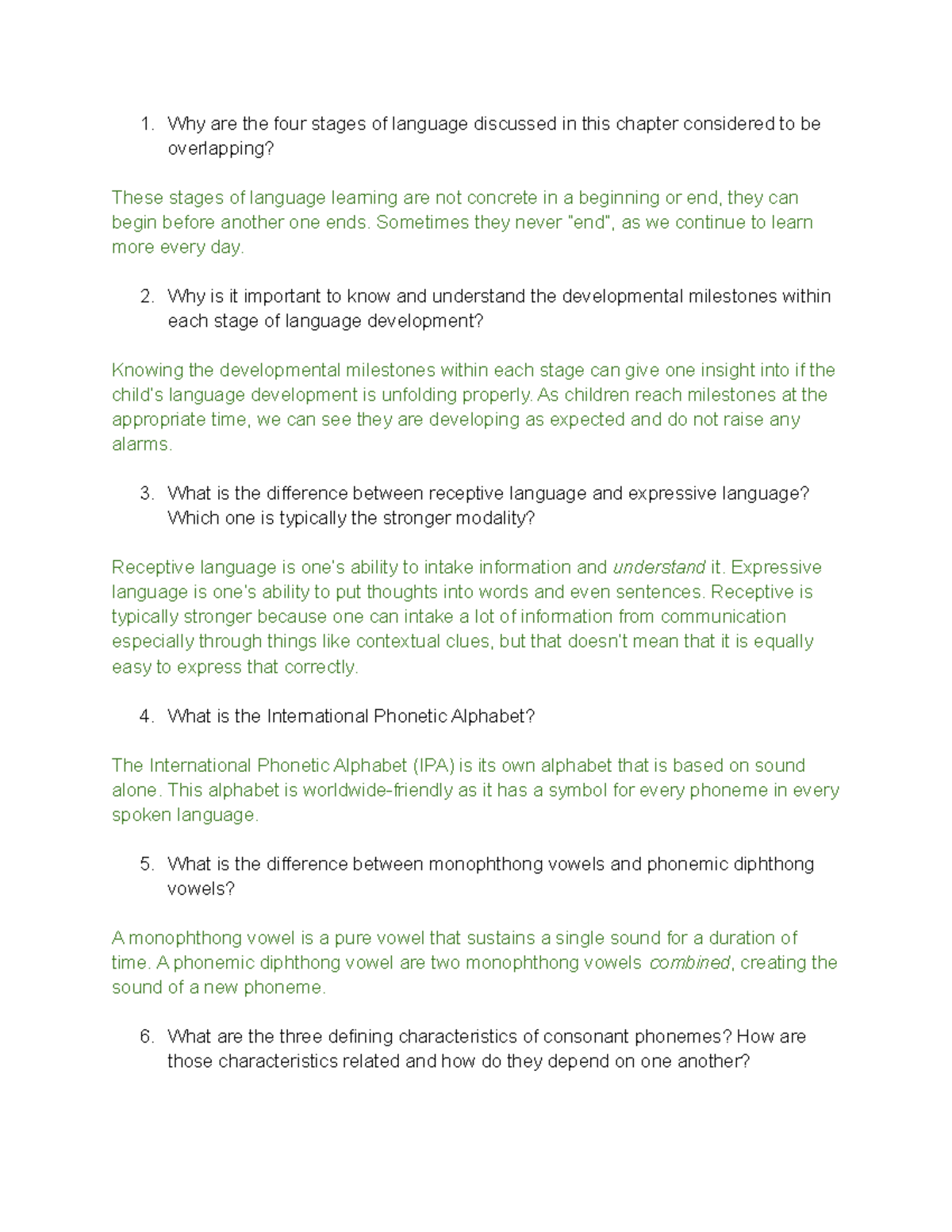 CDIS Ch 3A - homework - Why are the four stages of language discussed ...