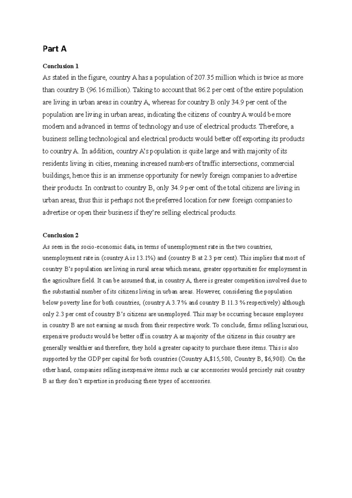 Global Business Assignment 1 - Part A Conclusion 1 As stated in the ...