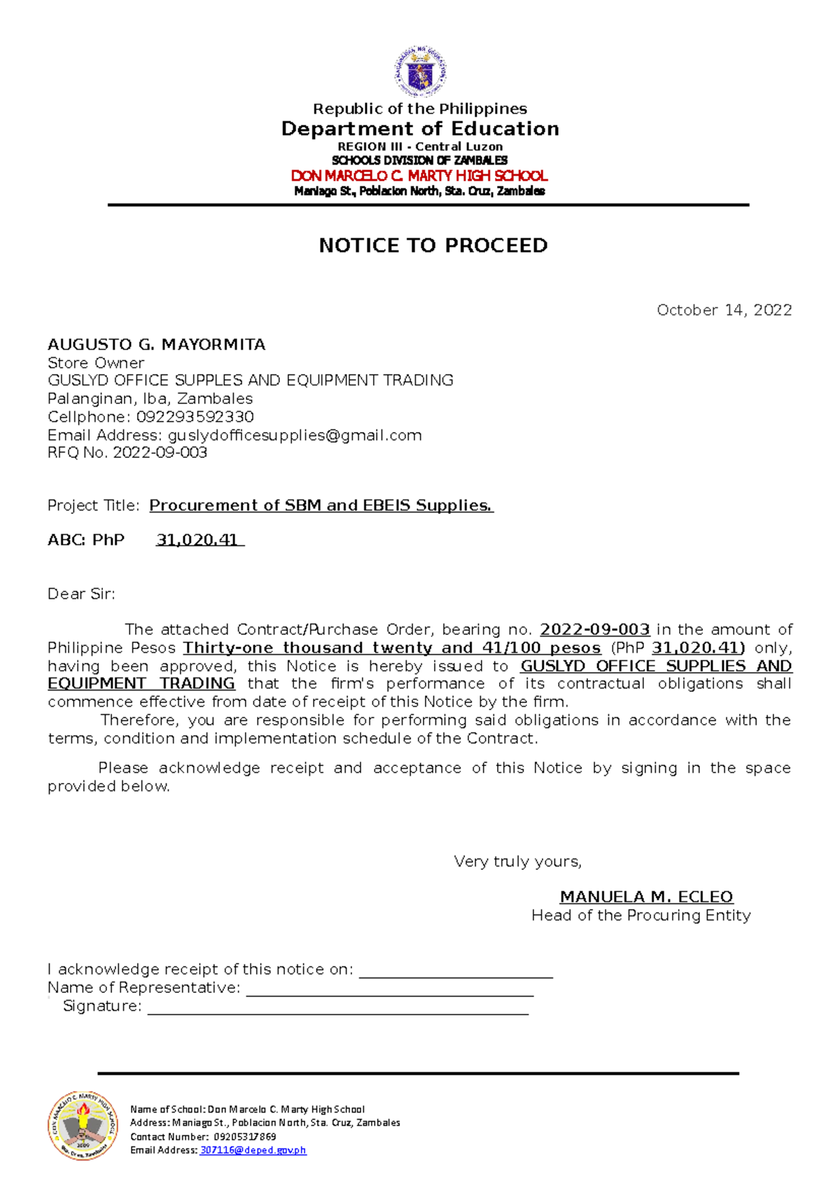 2022-09-003 SBM and Ebeis Supplies - Republic of the Philippines ...