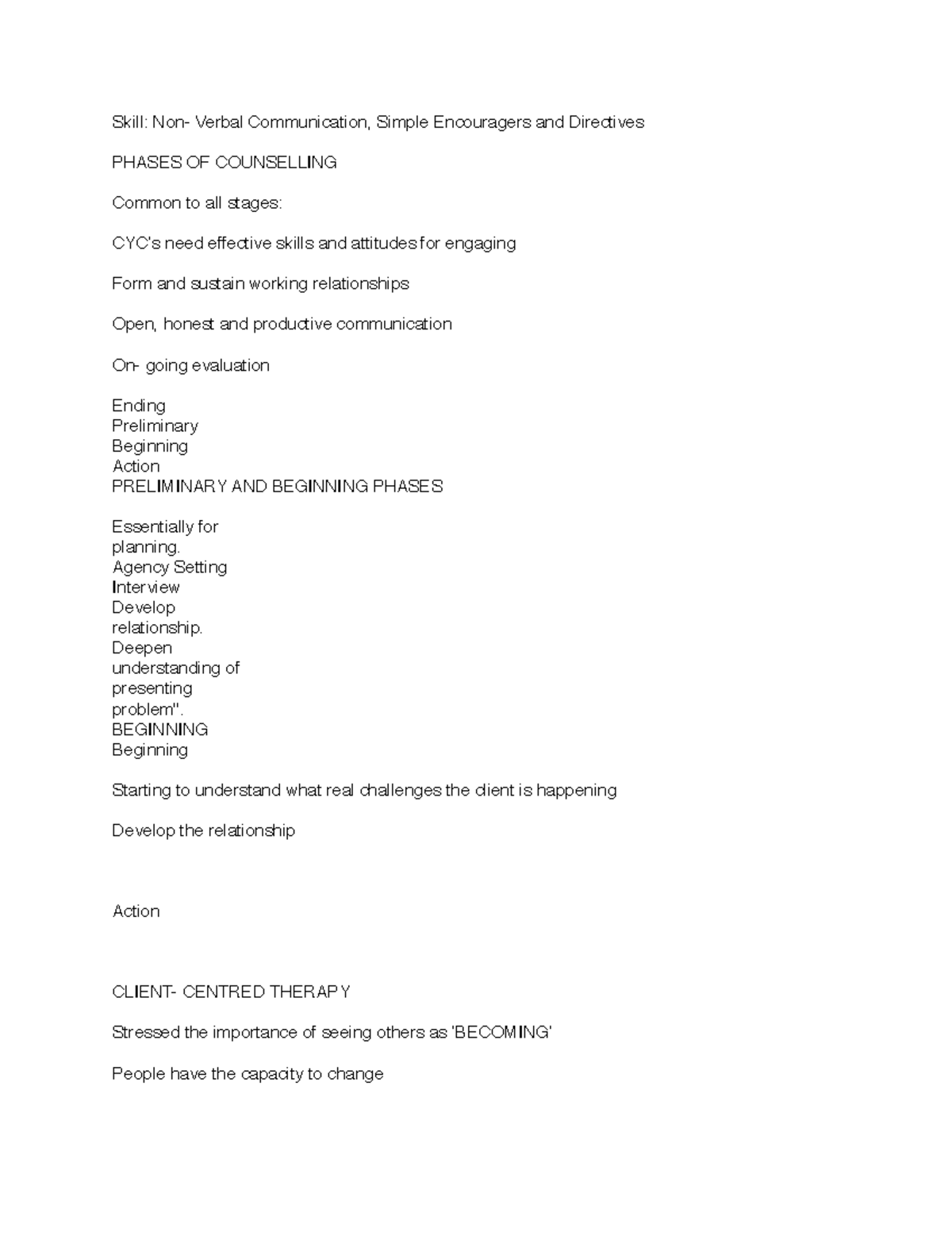 Week Six - Lecture notes 6 - Skill: Non- Verbal Communication, Simple ...