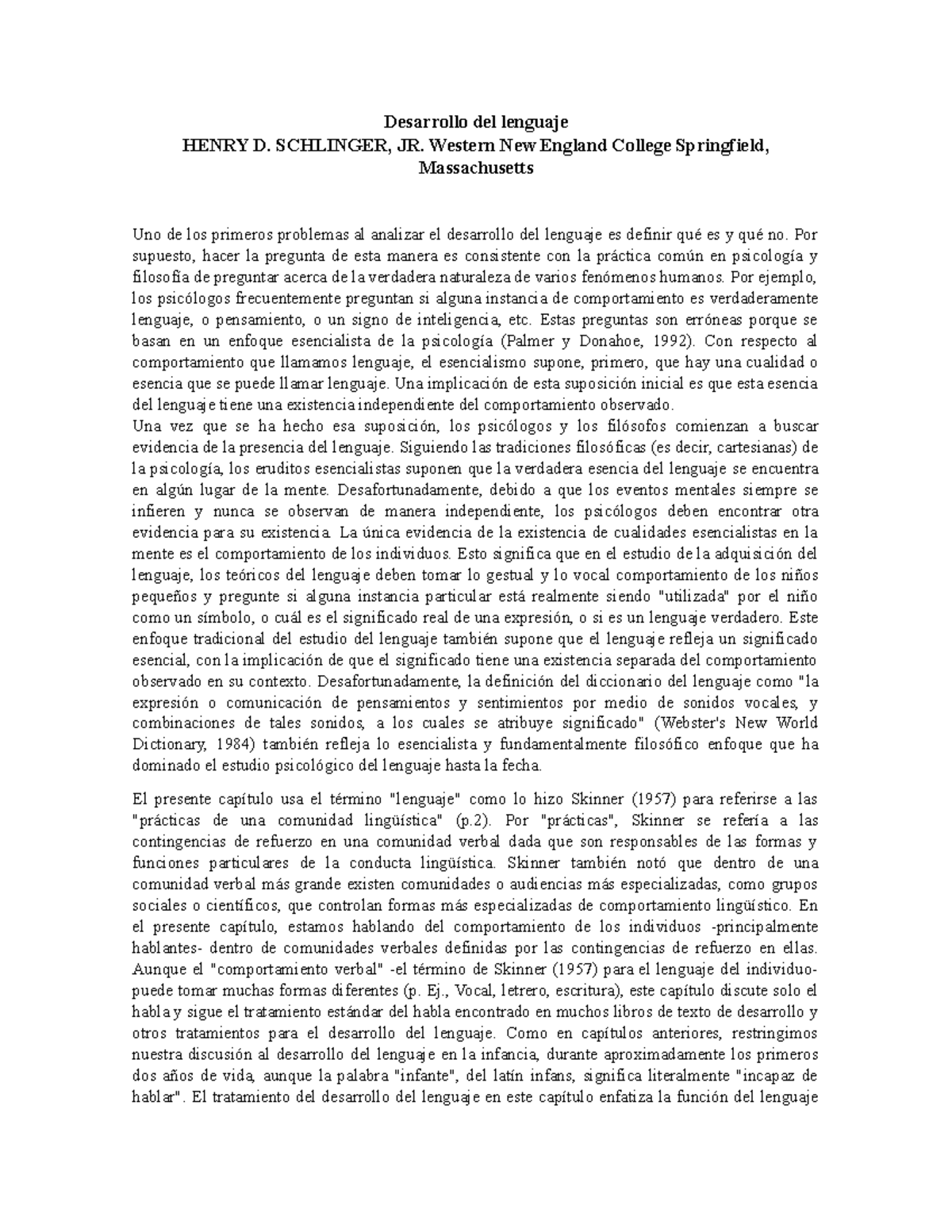 Desarrollo del lenguaje - Desarrollo del lenguaje HENRY D. SCHLINGER ...
