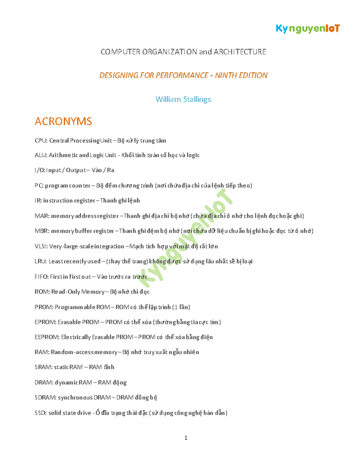 Acronyms and Terminologys CEA201 - COMPUTER ORGANIZATION and ...
