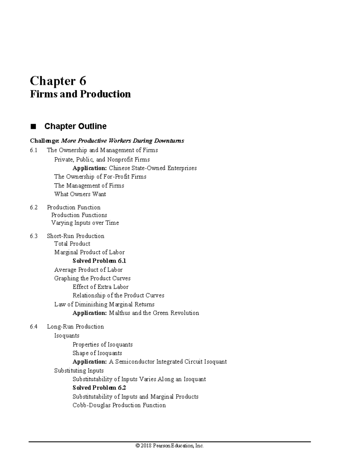Solution ch 6 - Book - © 2018 Pearson Education, Inc. Chapter 6 Firms ...