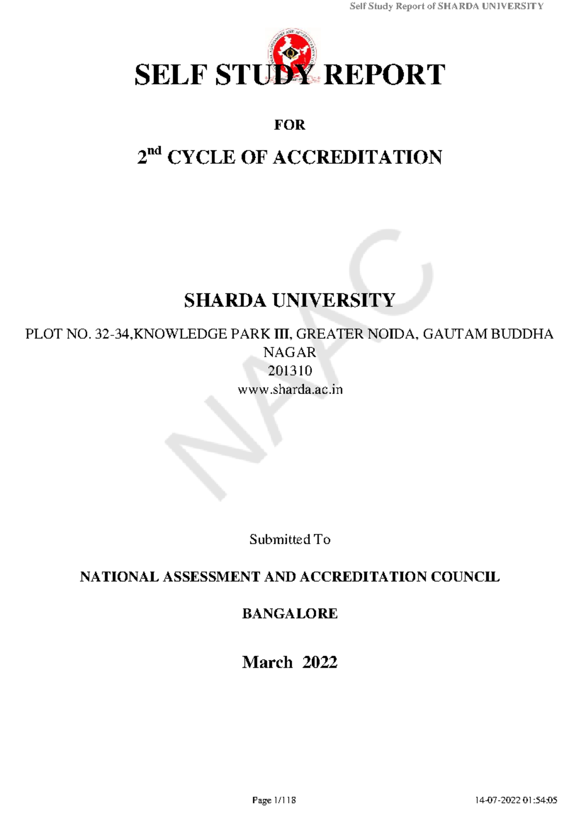 NAAC-SSR - Consist of report format for PBL - SELF STUDY REPORT FOR 2 ...