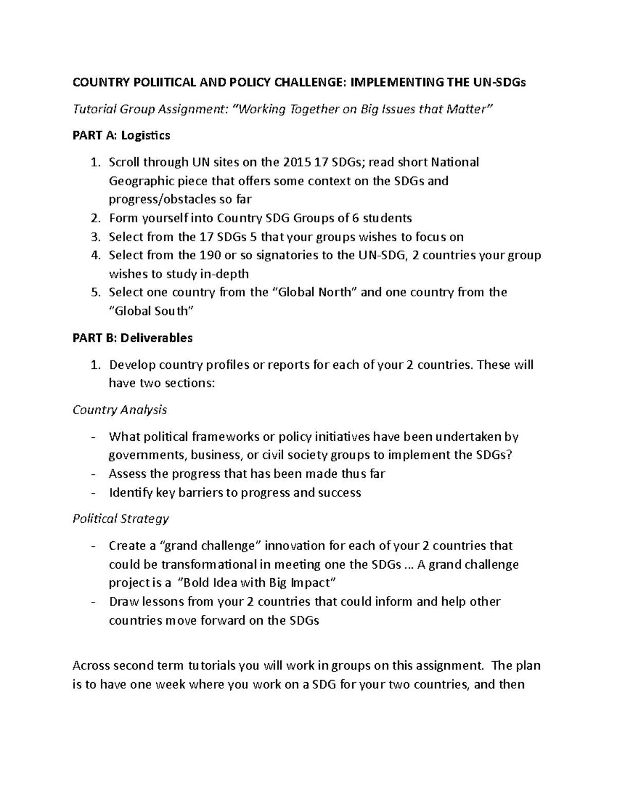 Country and Political Policy Challenge - COUNTRY POLIITICAL AND POLICY ...