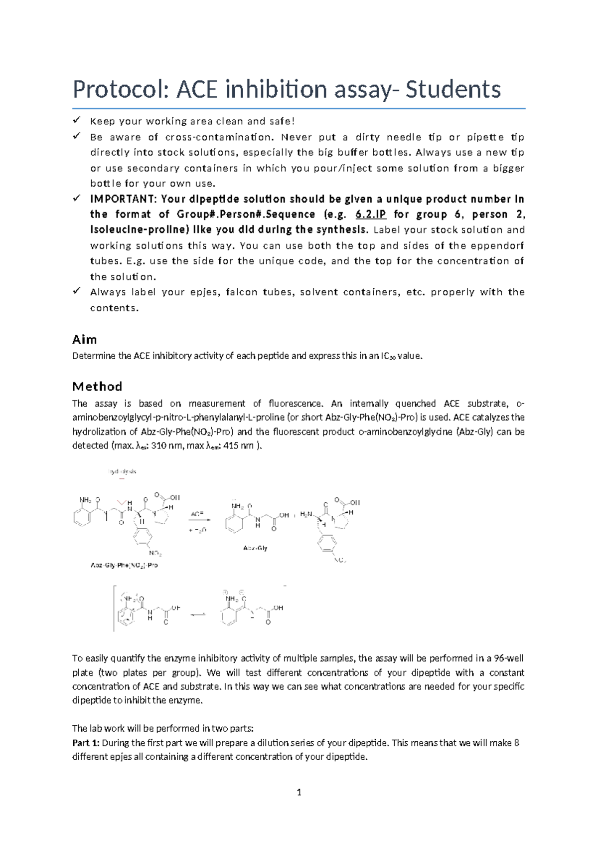 Protocol ACE inhibition assay - Jop van den Brand 2023-2024 - Protocol ...