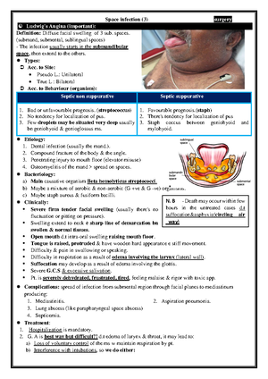 Infection of facial and oral spaces - Space infection (2) surgery ...