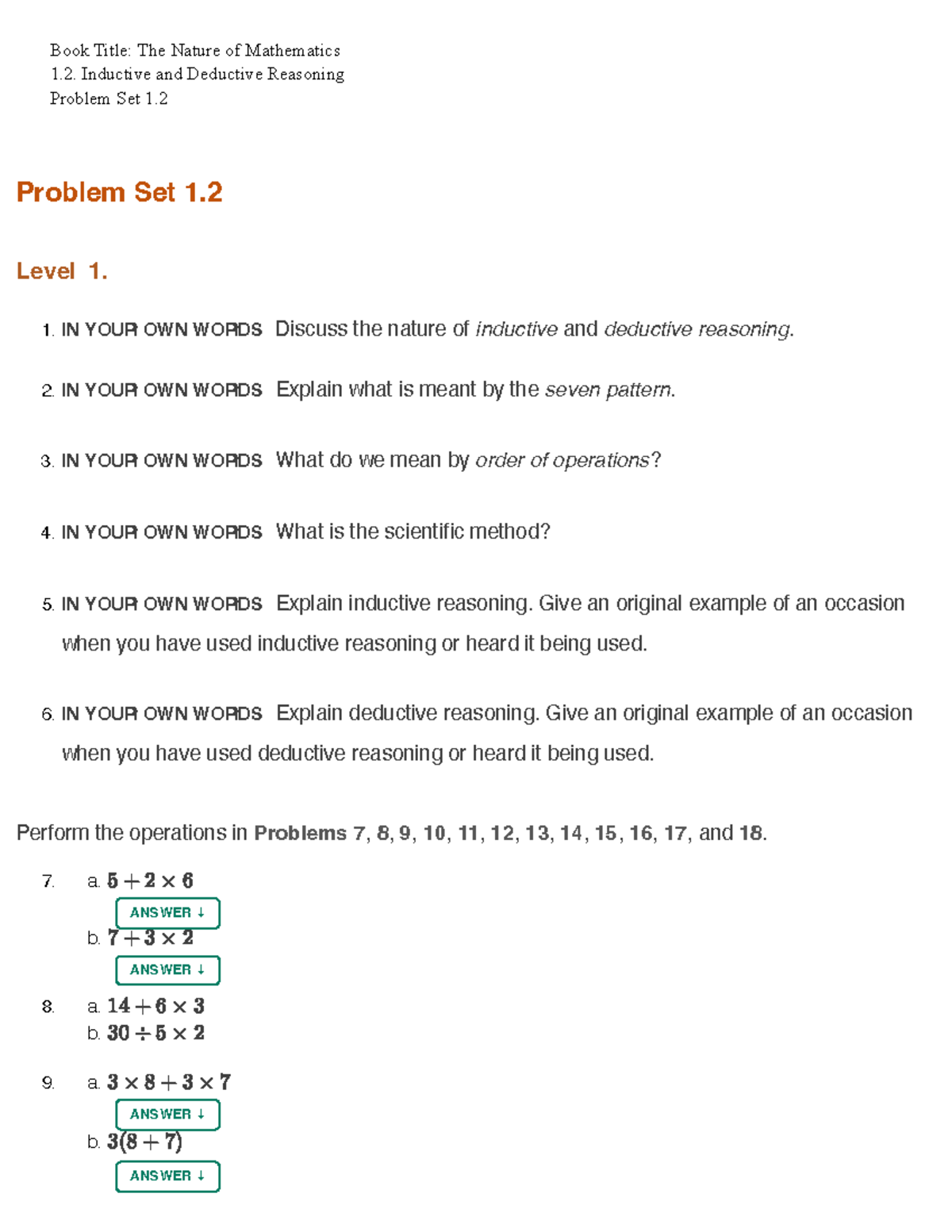 Ebooks - Cengage e Reader - Problem Set 1. Level 1. 1. IN YOUR OWN ...