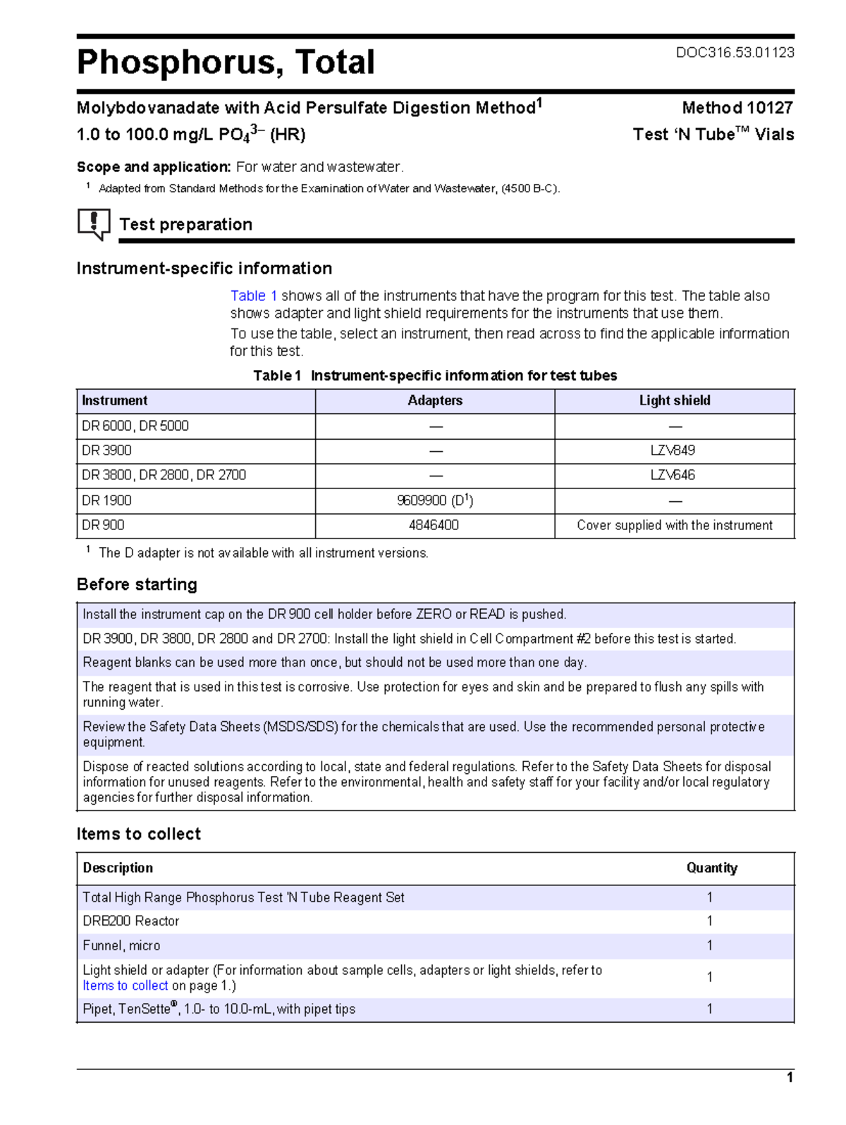 TP - Total Phosphorus - Phosphorus, Total DOC316. Molybdovanadate with ...
