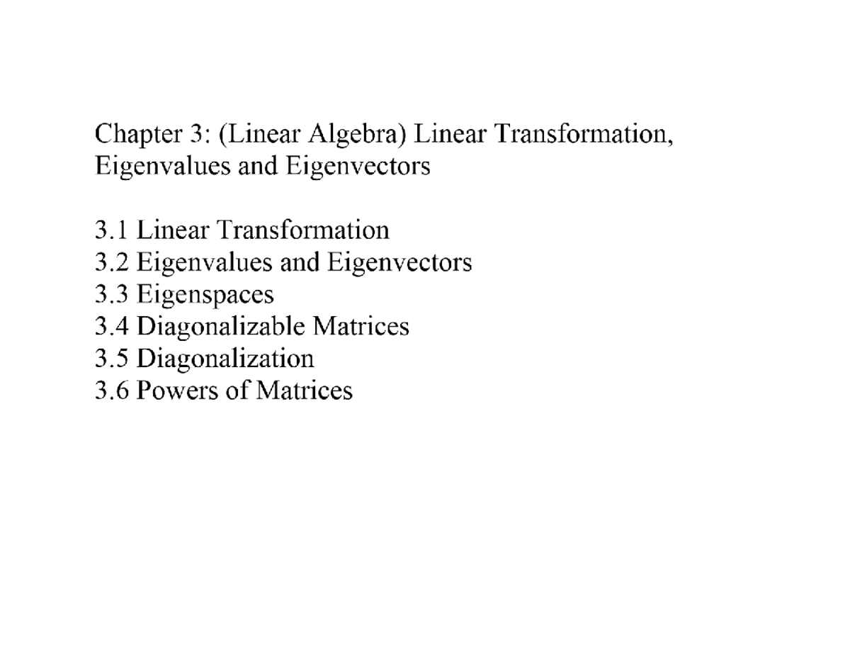 Chapter 3 Video Slide Deck - Linear Transform at ion MA1513 LINEAR ...