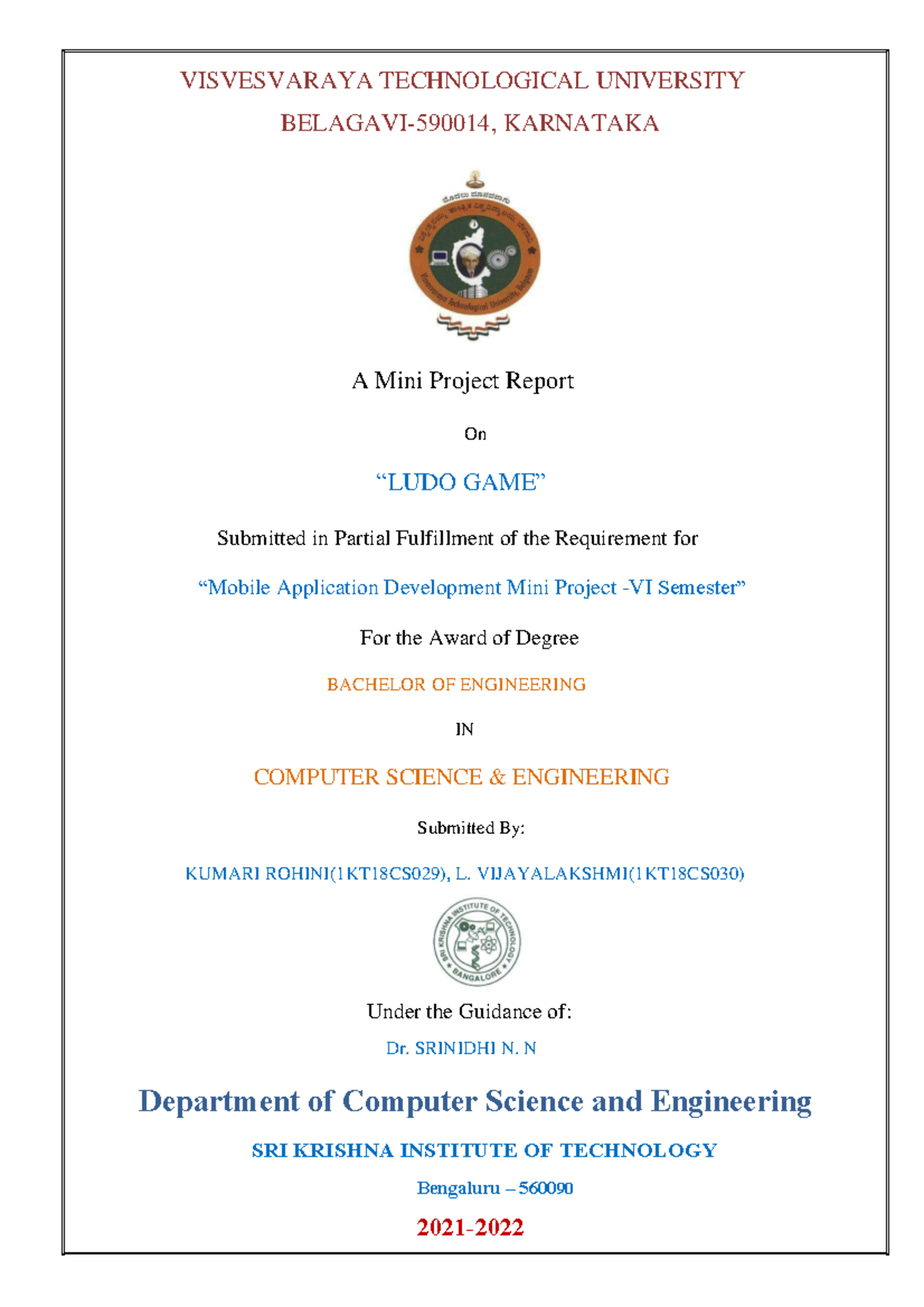 MAD Report - Grade: 7.5 - VISVESVARAYA TECHNOLOGICAL UNIVERSITY ...