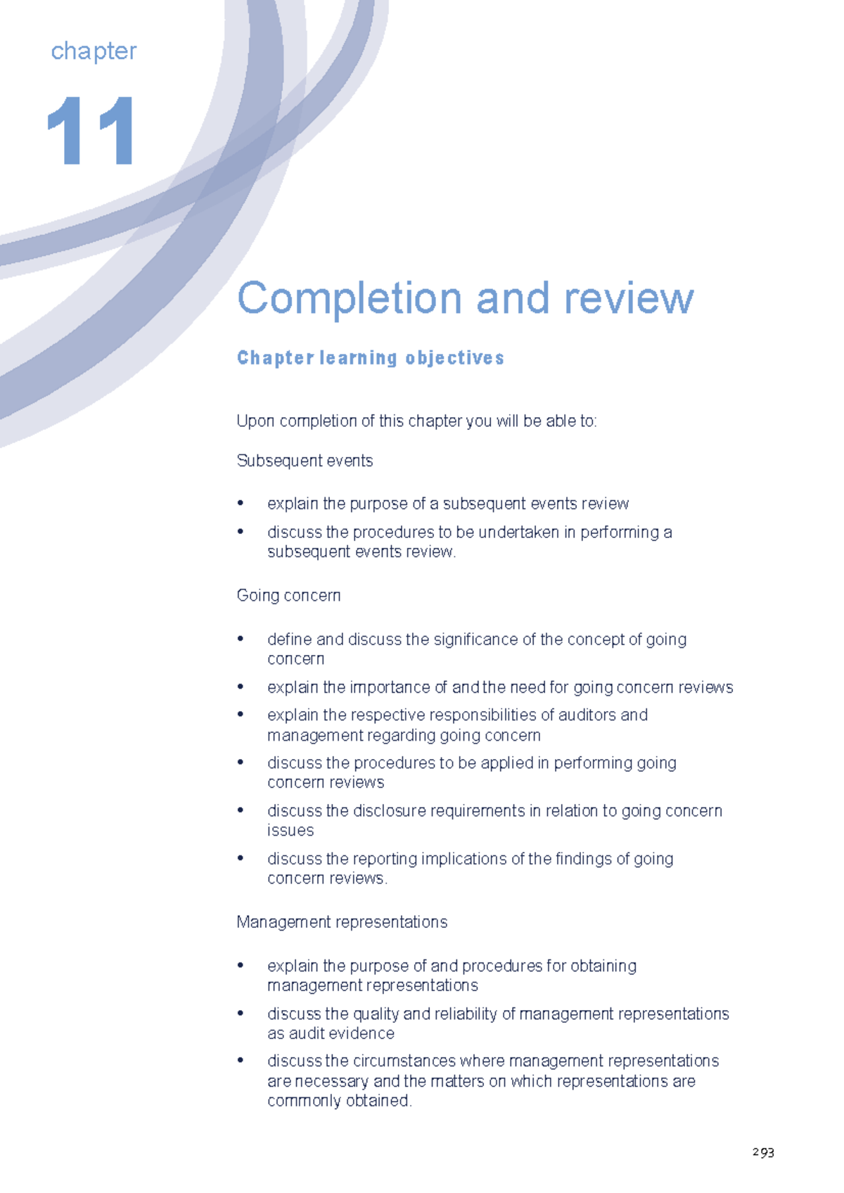 Completion Audit Review - Completion and review Chapter learning objectives Upon completion of ...