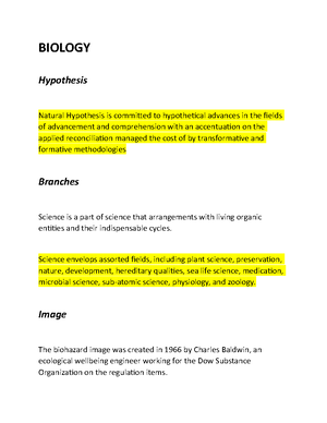 Biology Notes - Biology- Etymology, Image, Branches And Theory - Studocu