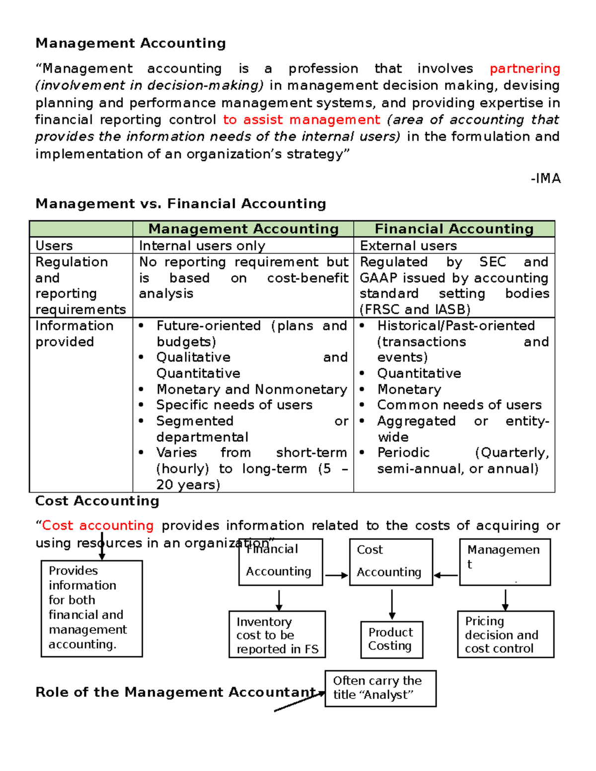 Introduction to Management Accounting - Management Accounting ...