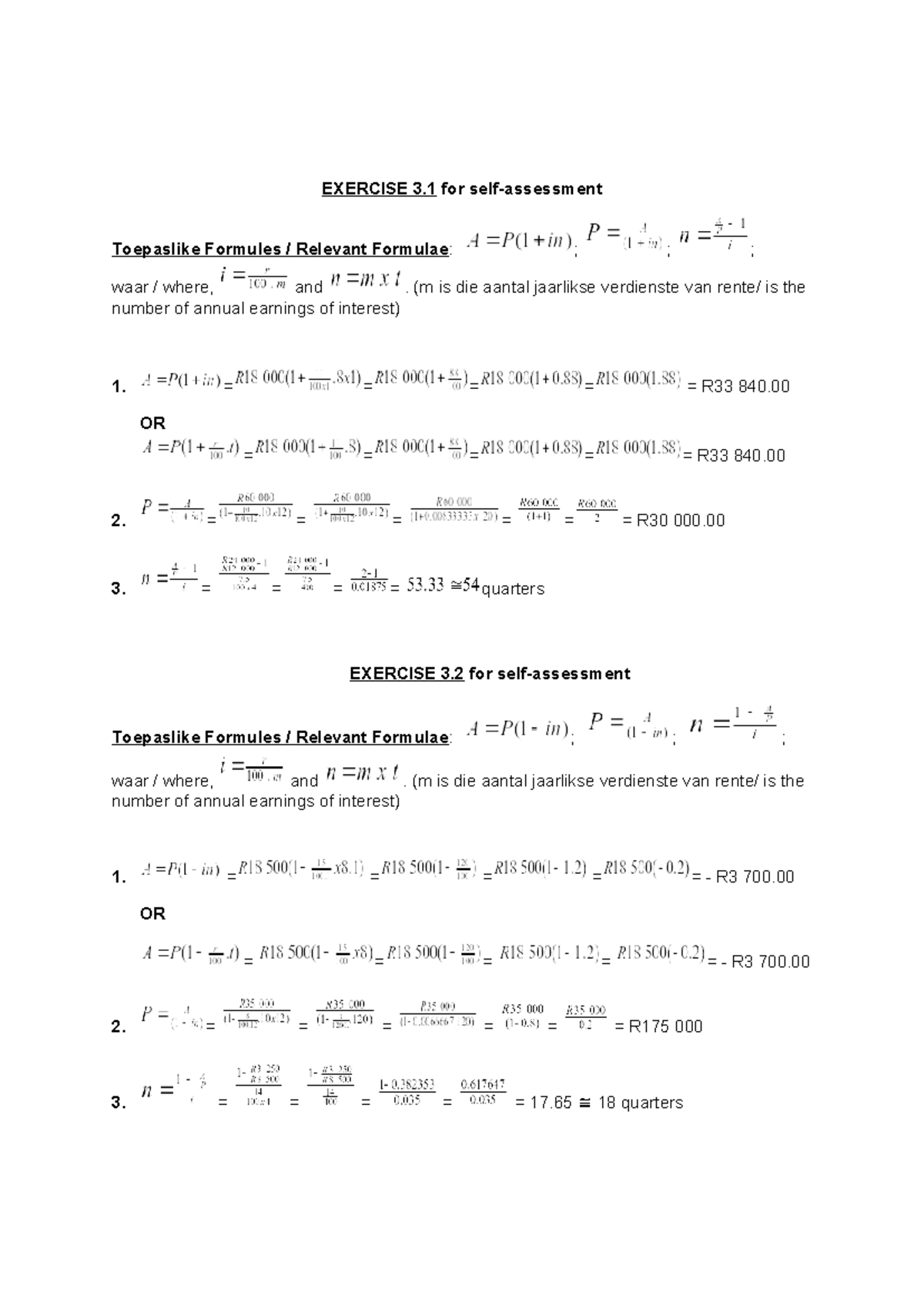 MATF 111 Oefening Exercise 3 2 Memo 2017 - EXERCISE 3 for self ...