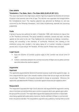 Grootboom Case Summary - Surname and initials Mahlathi PS Student ...