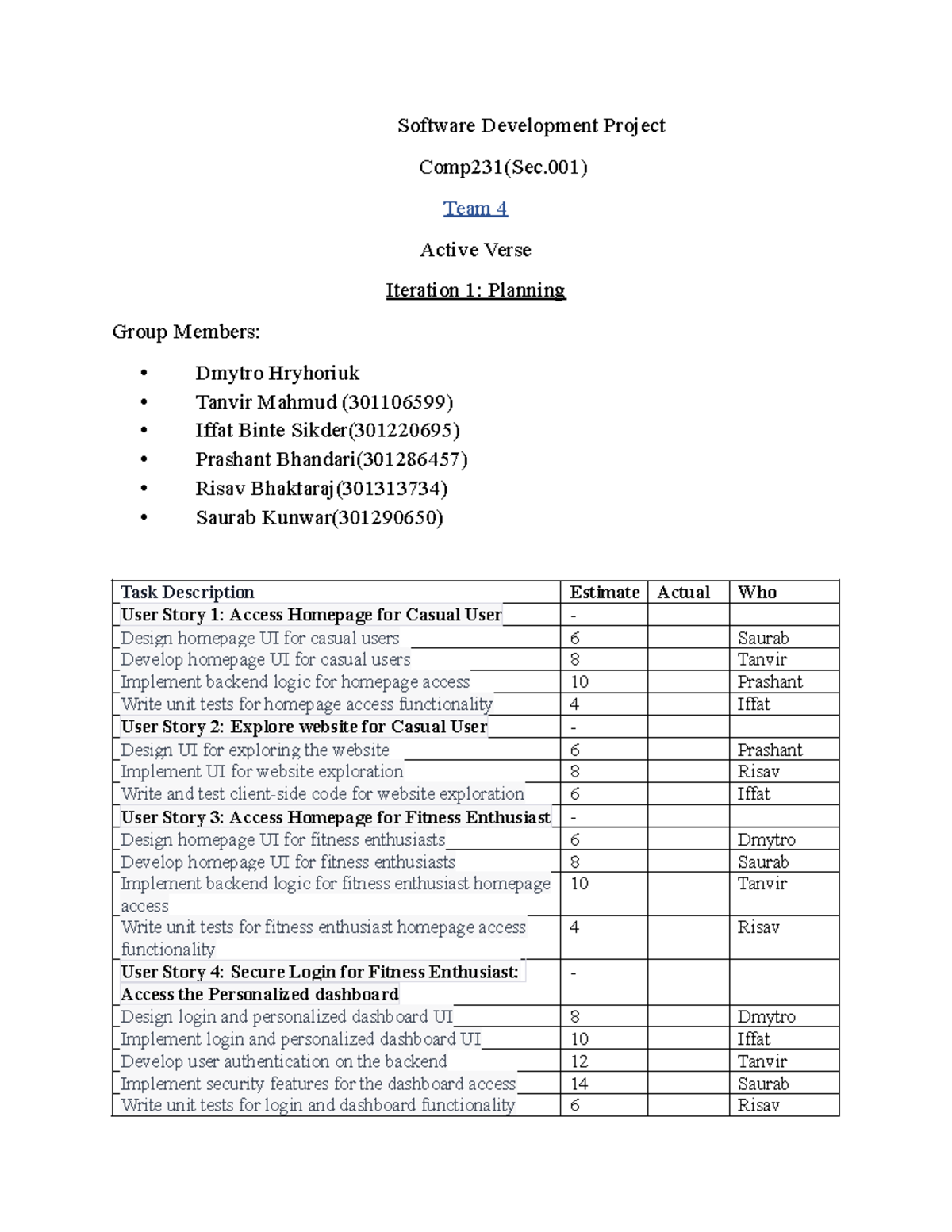Week8-11-Iteration 1 - software - Software Development Project Comp231 ...