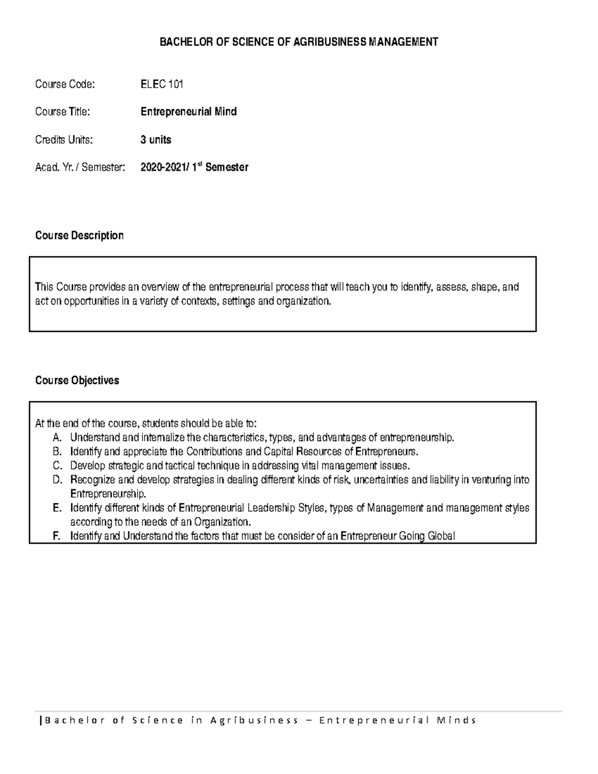 Basic accounting - BACHELOR OF SCIENCE OF AGRIBUSINESS MANAGEMENT ...