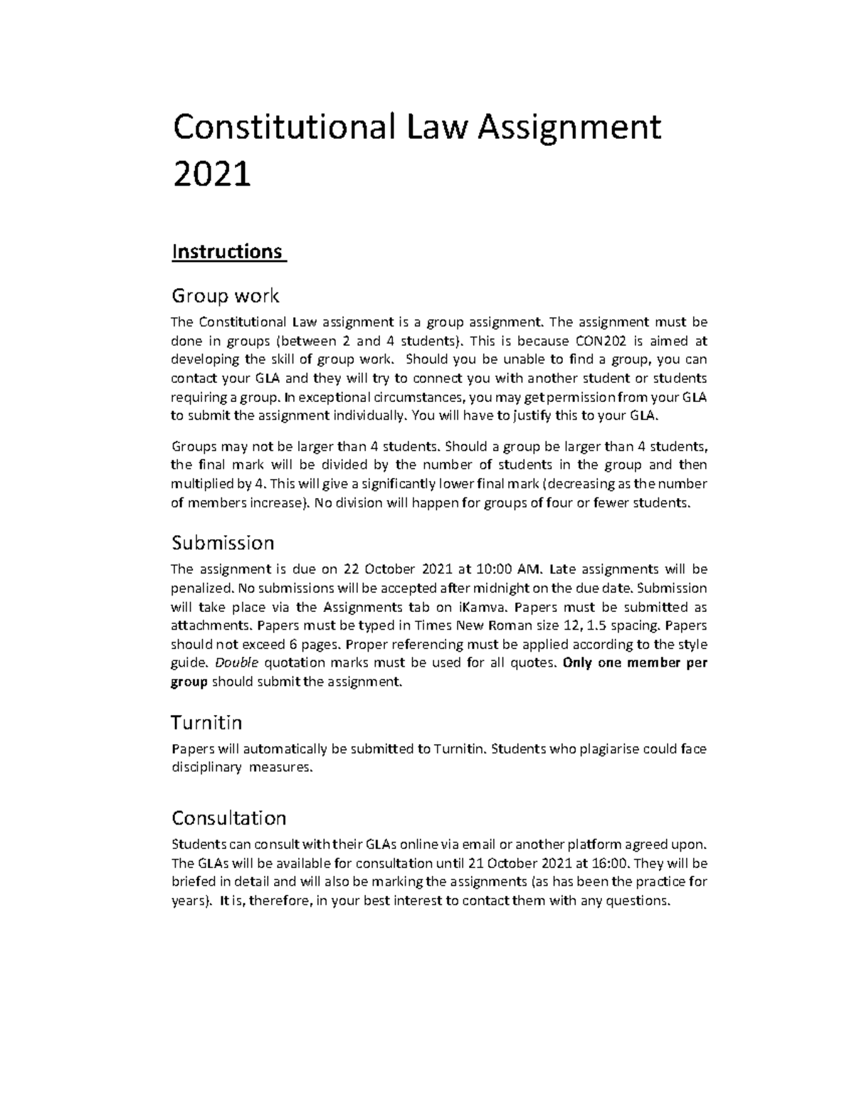 Con law 2021 Assignment - Constitutional Law Assignment 2021 ...