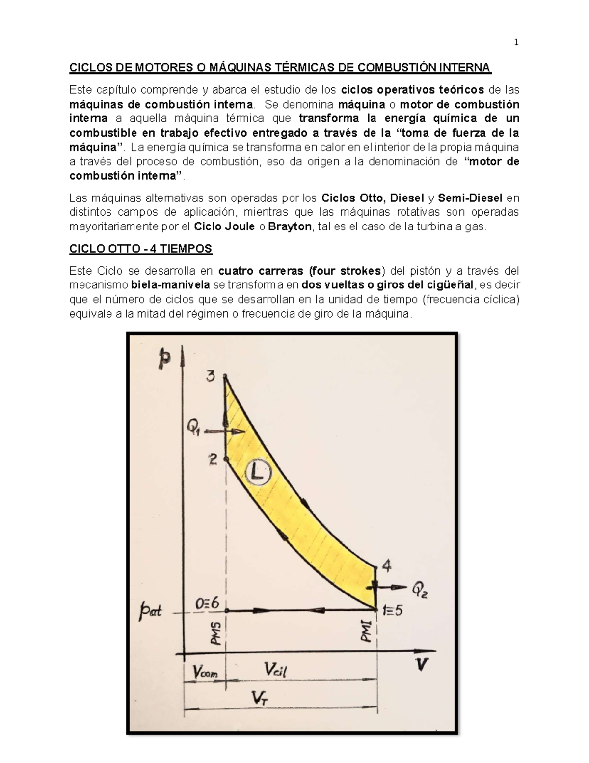 Ciclo Otto y ciclo diesel - CICLOS DE MOTORES O MÁQUINAS TÉRMICAS DE COMBUSTIÓN INTERNA Este ...