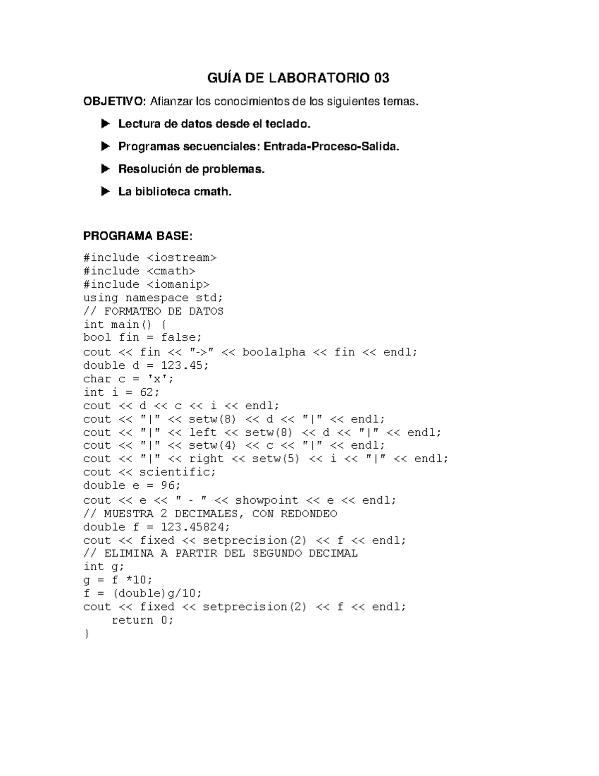 LP Lab 03 - teoria y practica de c++ (estructura algortmica secuencial ...