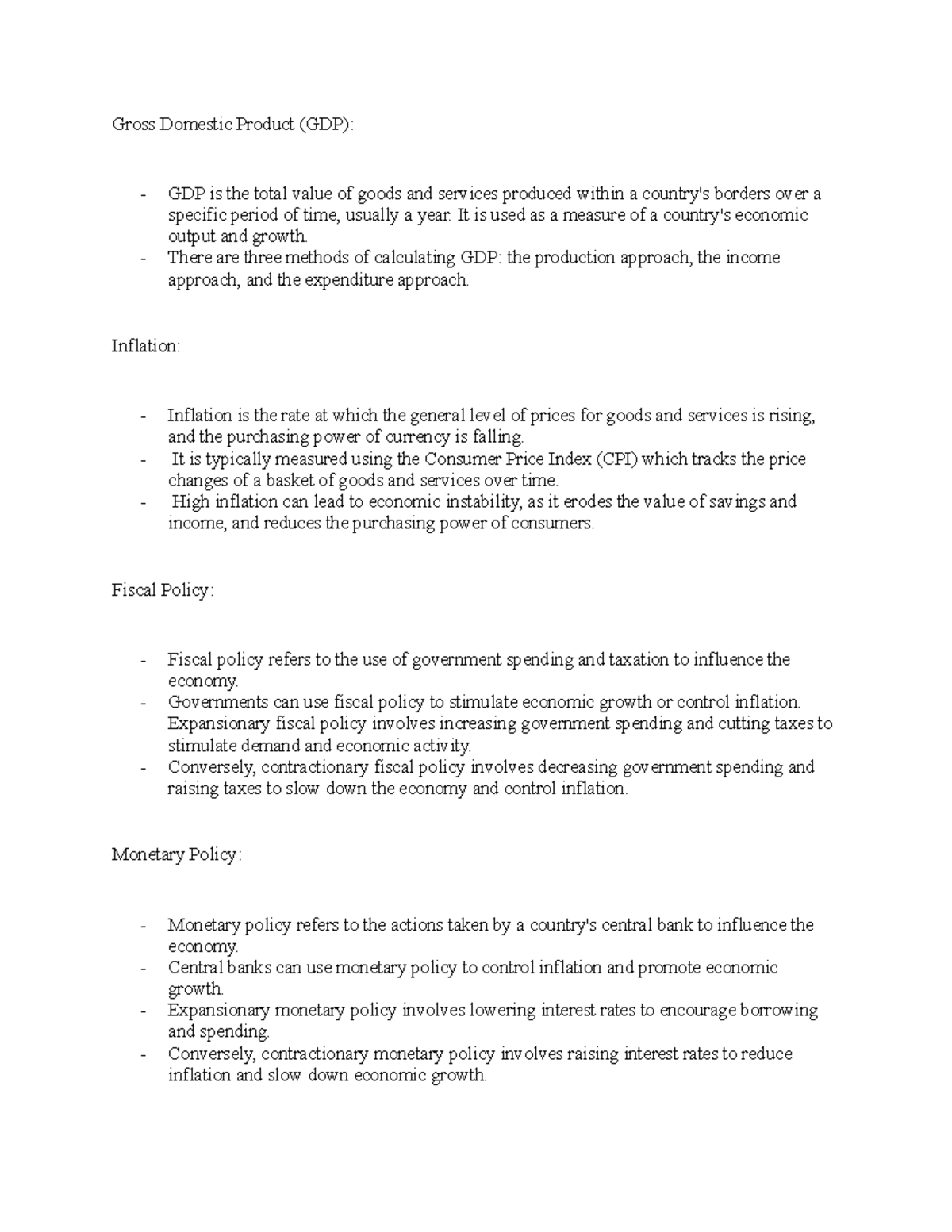 Economy Notes 3 - Development of fundamental economic concepts, basic ...