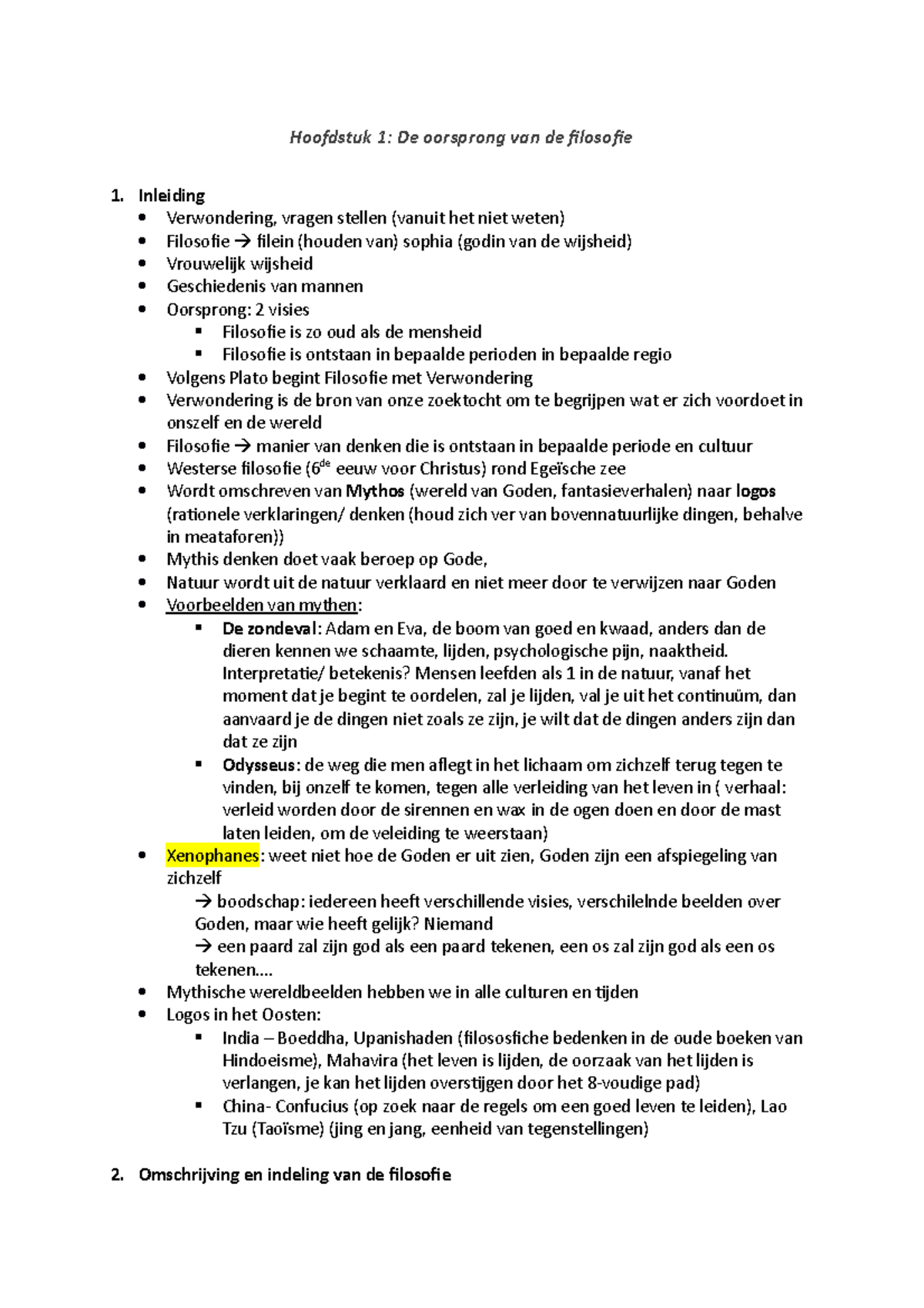 Filosofie hoofdstuk 1 ken jezelf - Hoofdstuk 1: De oorsprong van de filosofie 1. Inleiding - Studocu