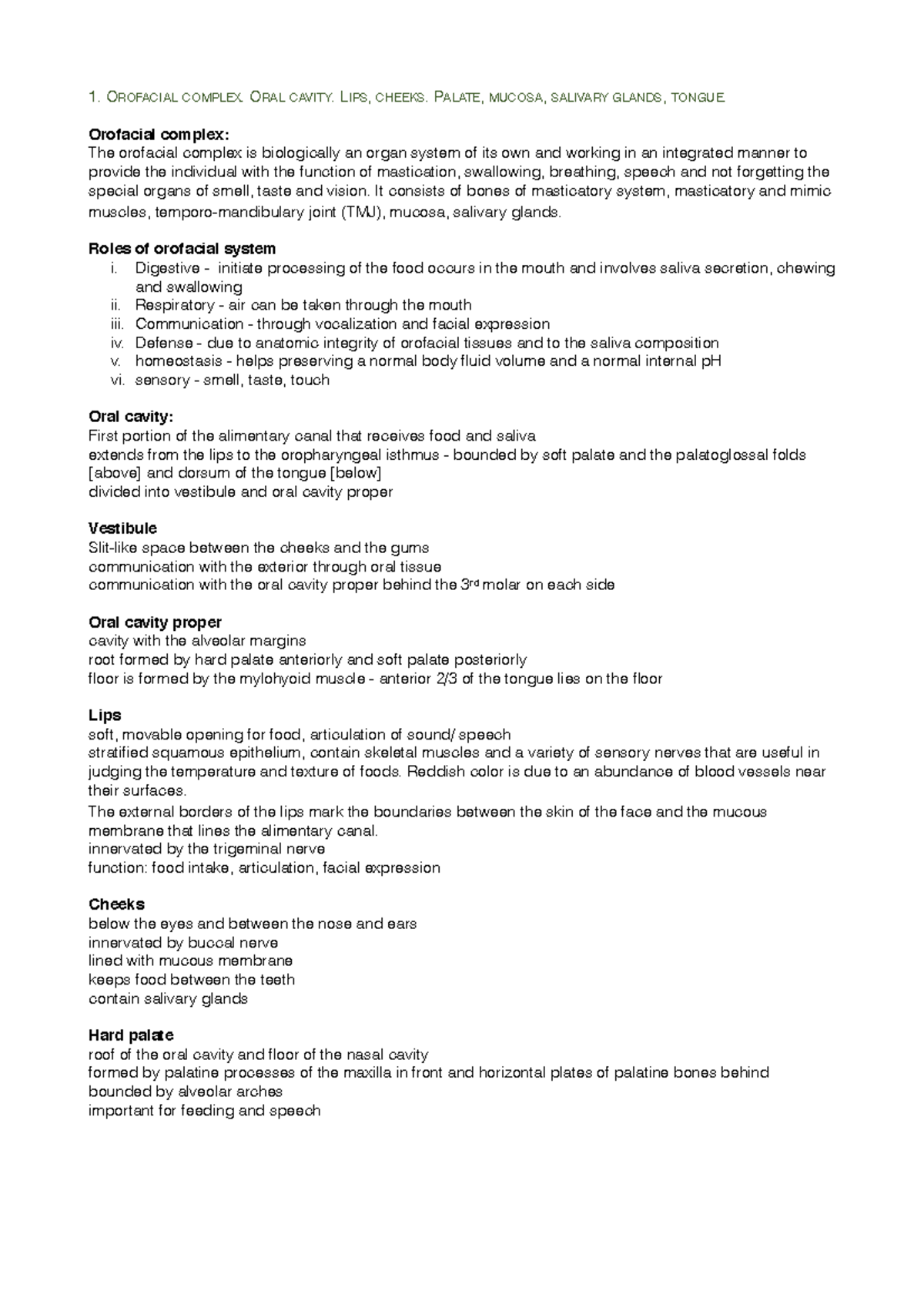 PPD essays | Topics 1 - 30 - 1. OROFACIAL COMPLEX. ORAL CAVITY. LIPS ...