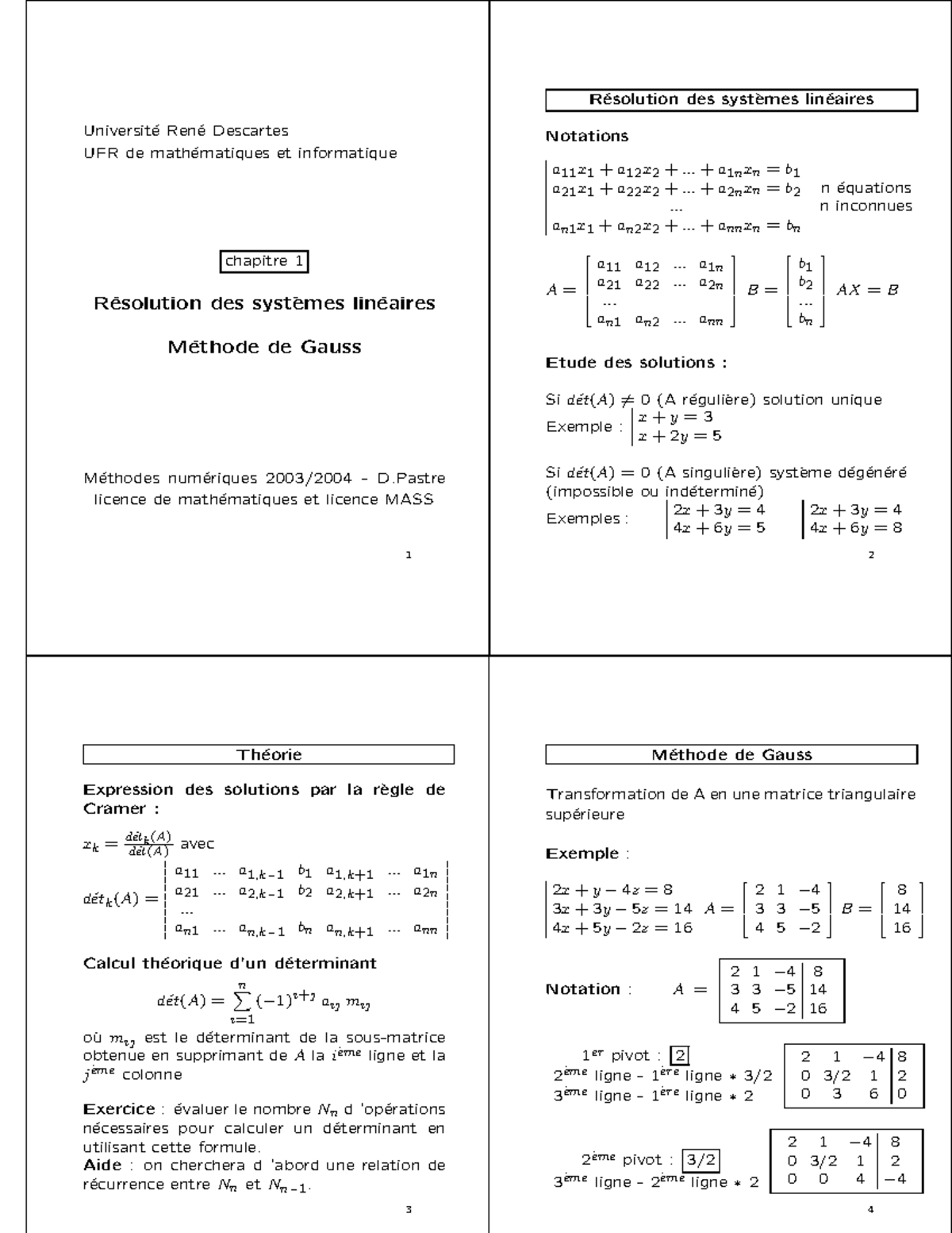 Alg3 Cours 1 - TD Algebre - Universit ́e Ren ́e Descartes UFR de math ...