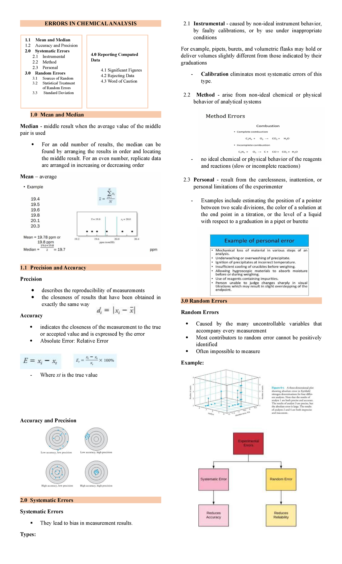 Errors IN Chemical Analysis Reviewer - ERRORS IN CHEMICAL ANALYSIS 1 ...